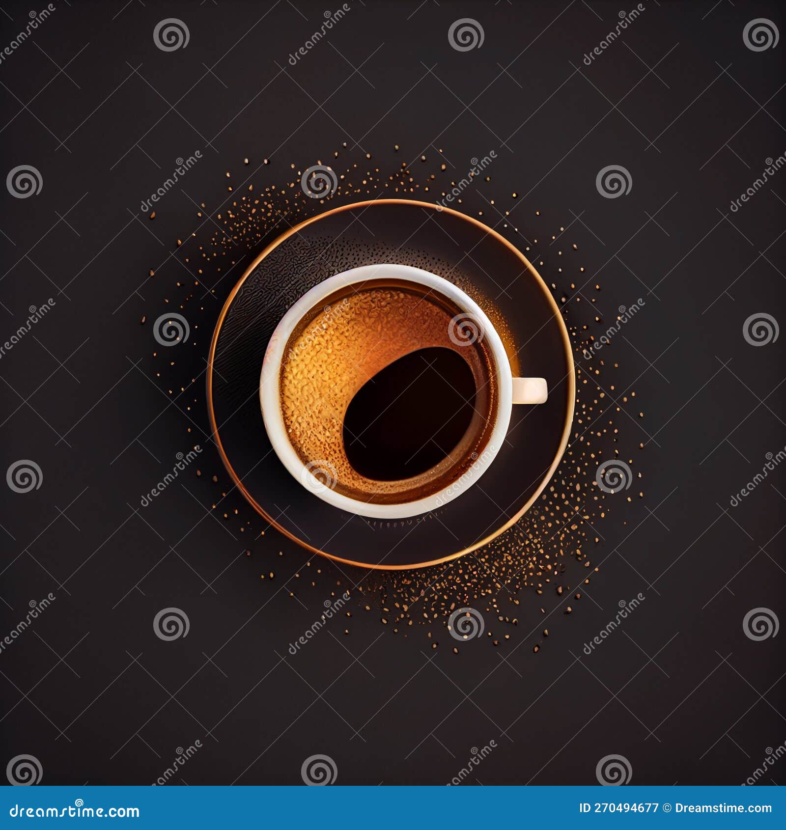Cup of Coffee on Gold Black Stock Illustration - Illustration of black ...