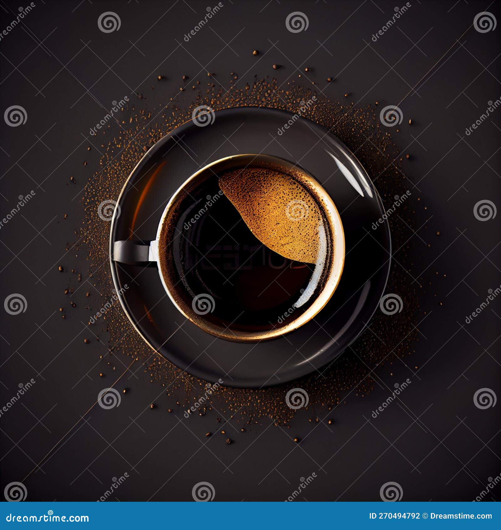Cup of Coffee on Gold Black Stock Illustration - Illustration of dark ...
