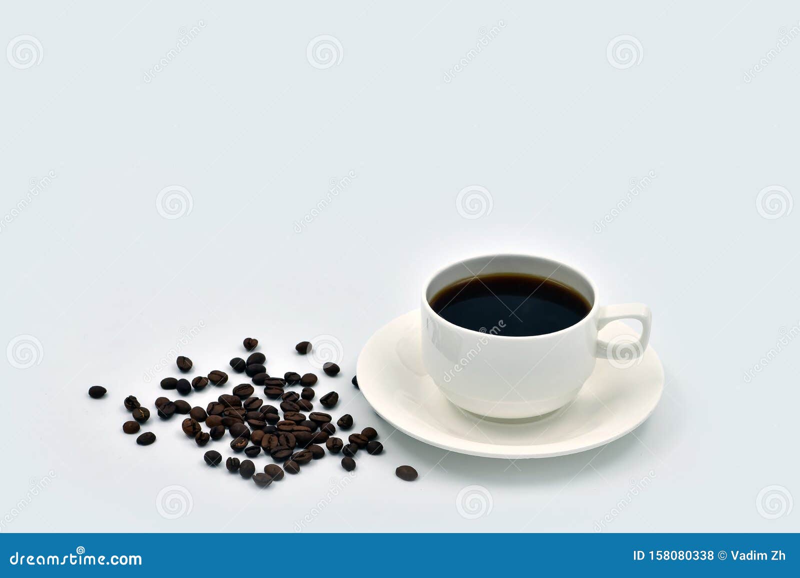 Cup of Coffee and Grains on a Plain White Stock Photo - Image of food ...