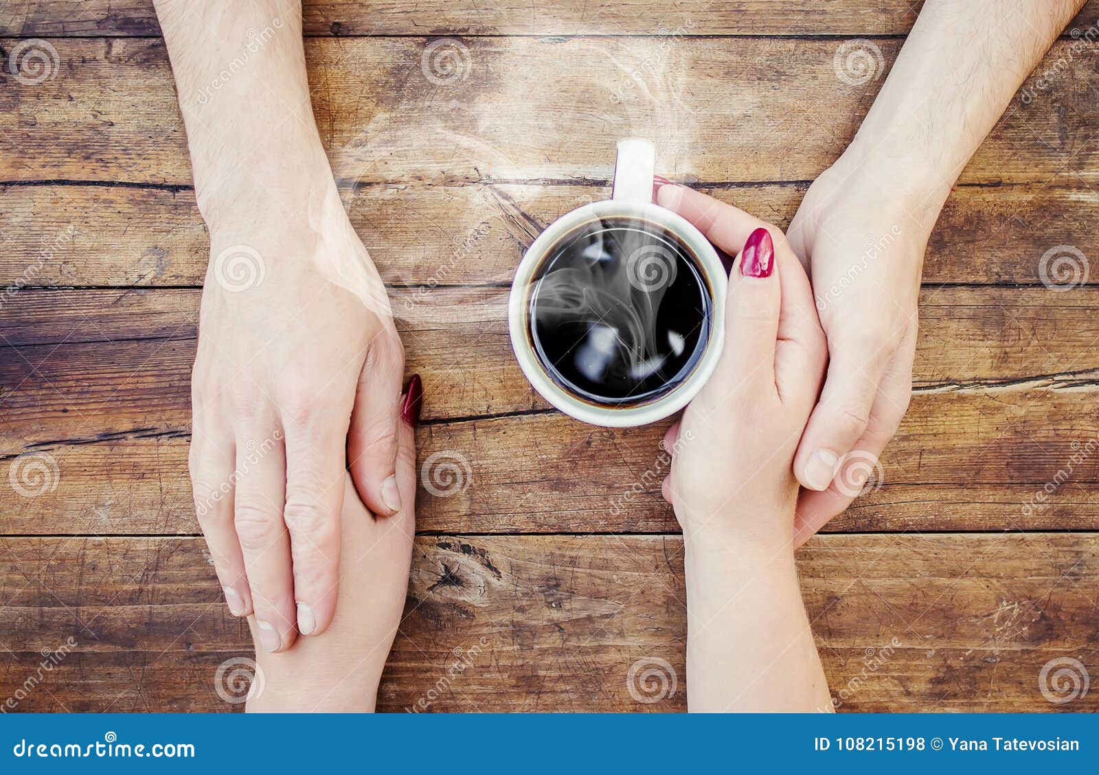 A Cup of Coffee in the Hands of Lovers. Stock Photo - Image of ...