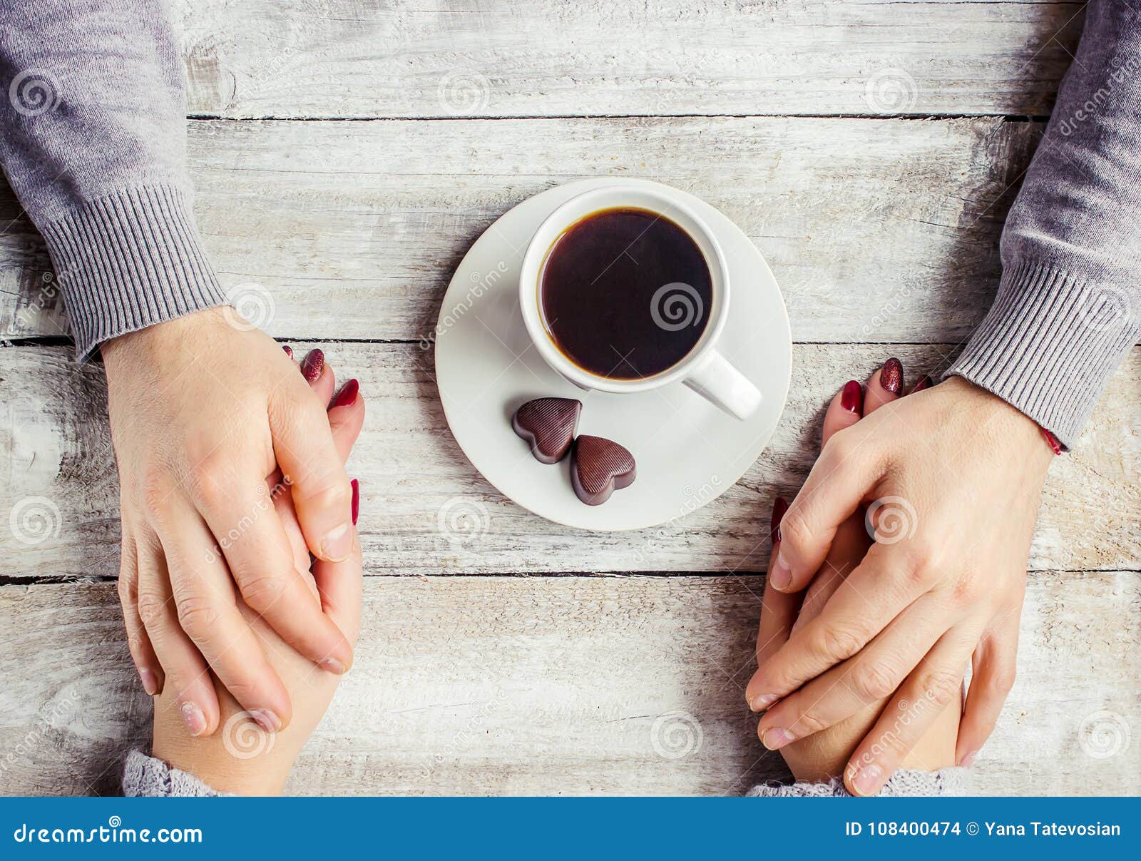 A Cup of Coffee in the Hands of Lovers. Stock Photo - Image of frame ...