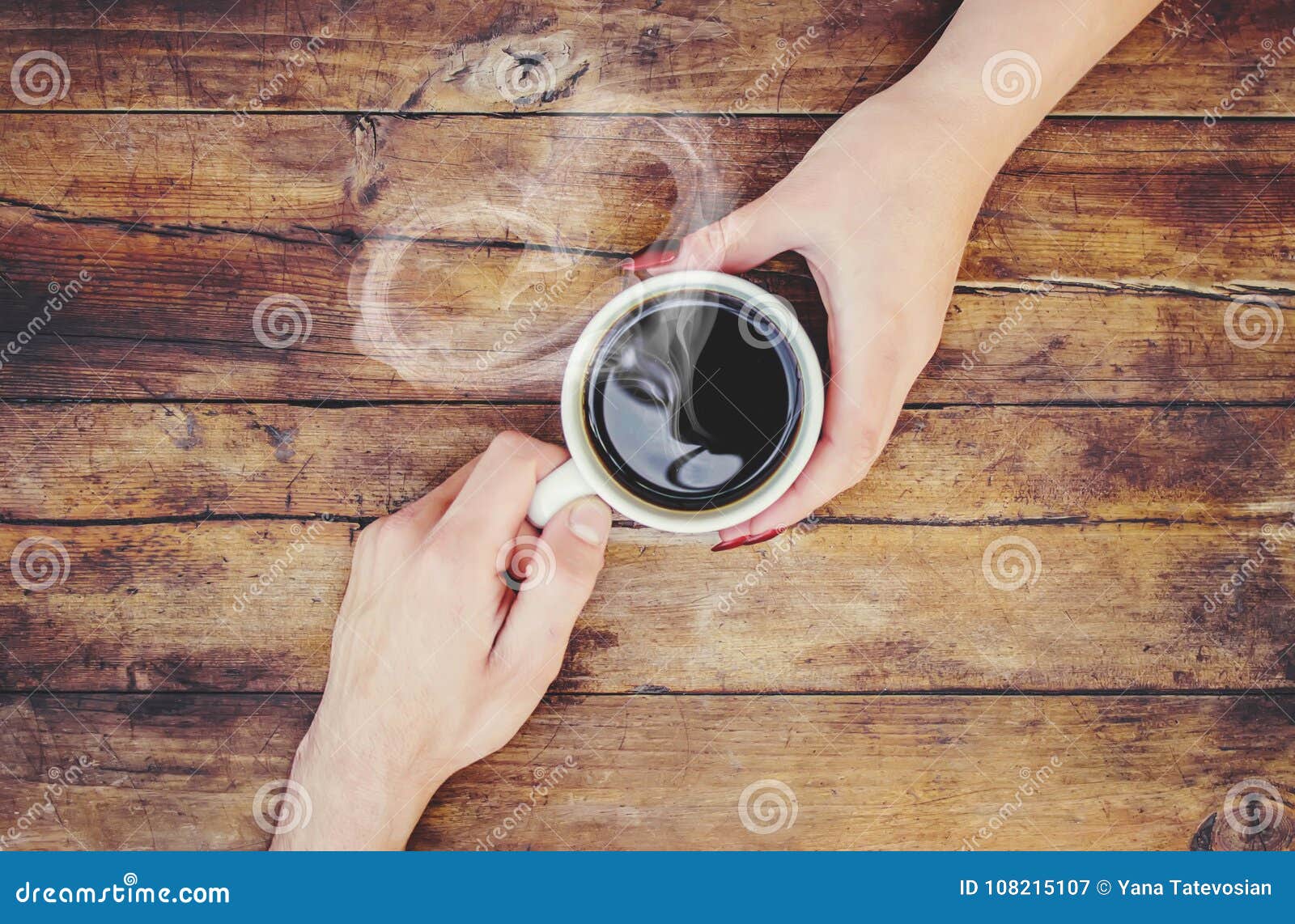 A Cup of Coffee in the Hands of Lovers. Stock Image - Image of paris ...