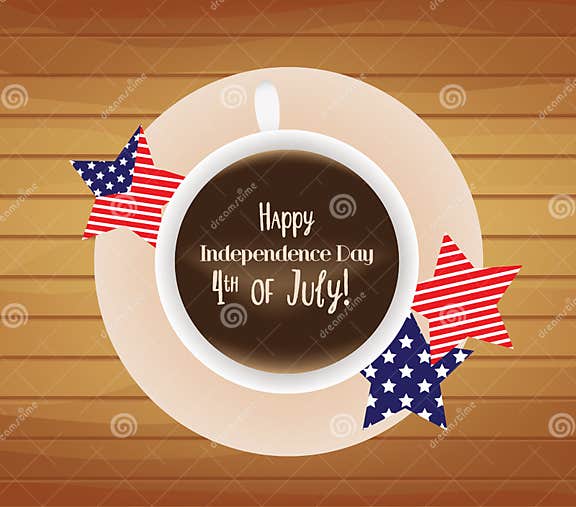 Cup of Coffee with Happy 4th of July Stock Vector - Illustration of ...