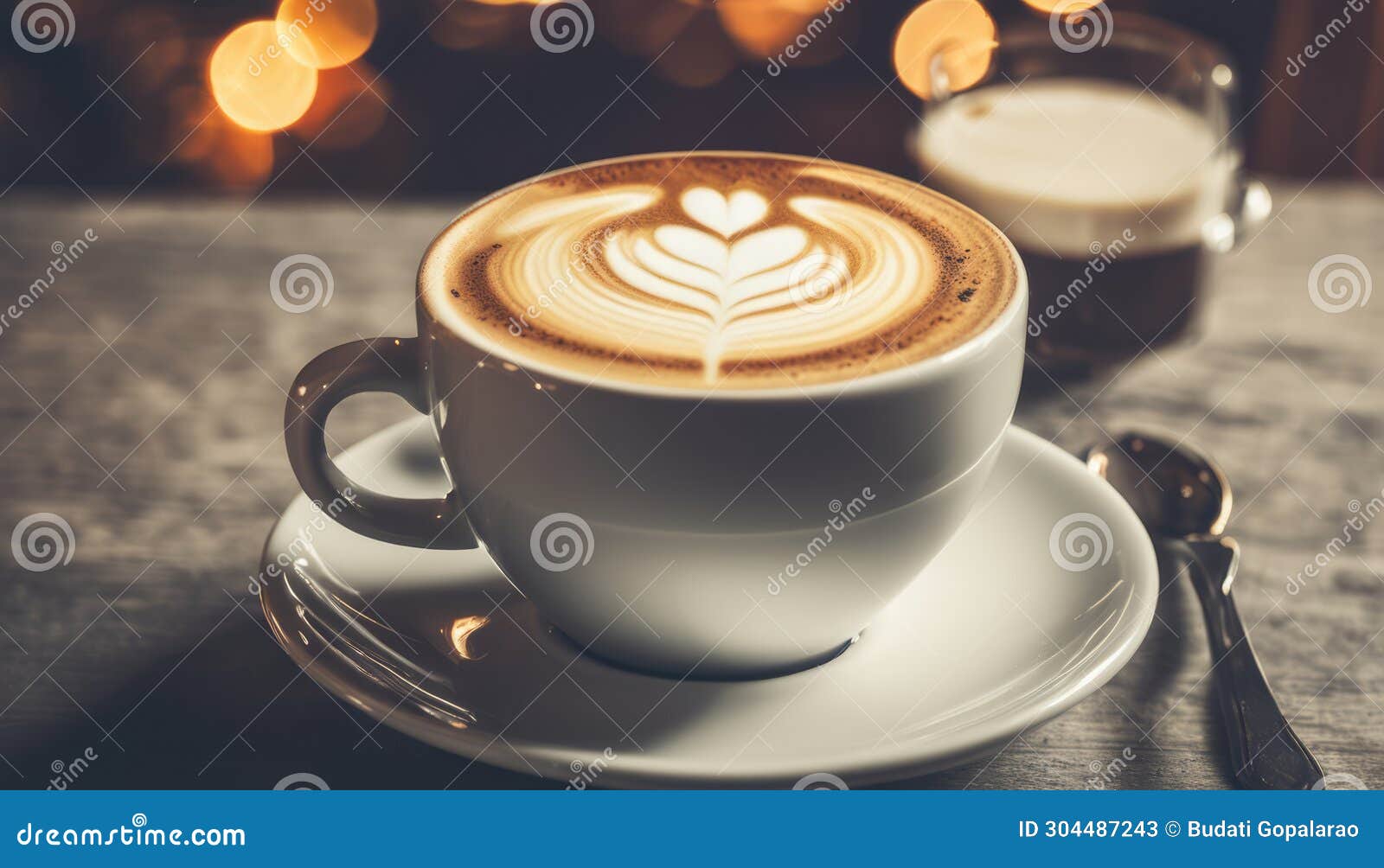 A Cup of Coffee with a Heart Design in the Foam Stock Illustration ...