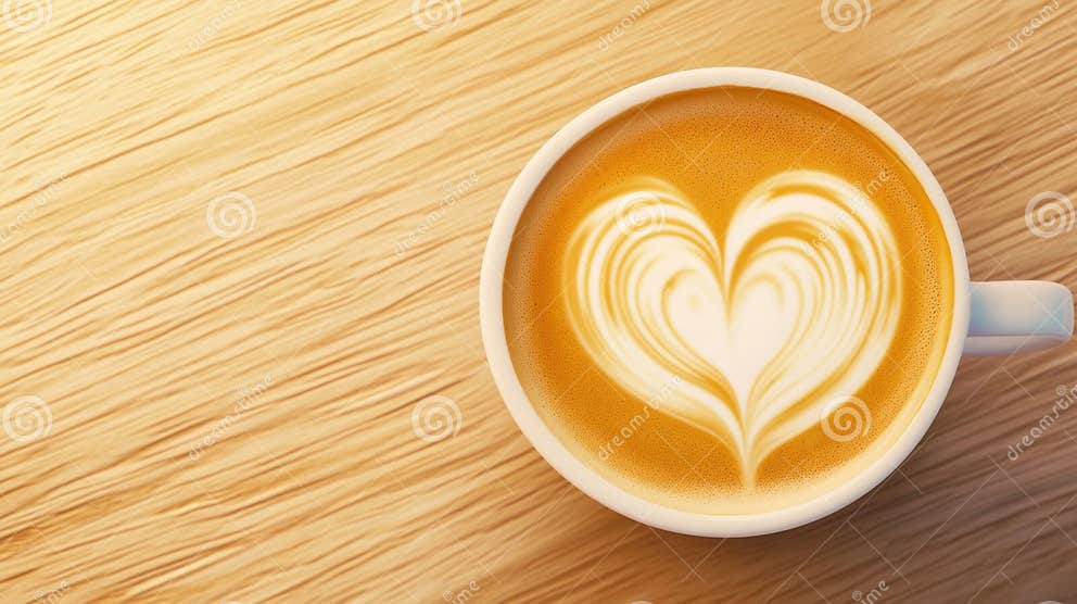 A Cup of Coffee with a Heart Shape on Top, AI Stock Photo - Image of ...