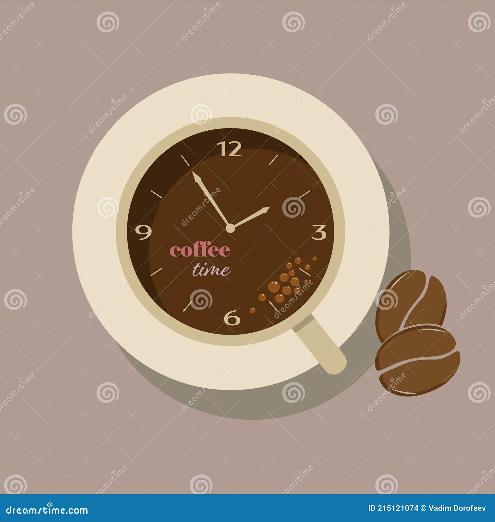 A Cup of Coffee with an Hour Dial on the Surface of the Drink and the ...