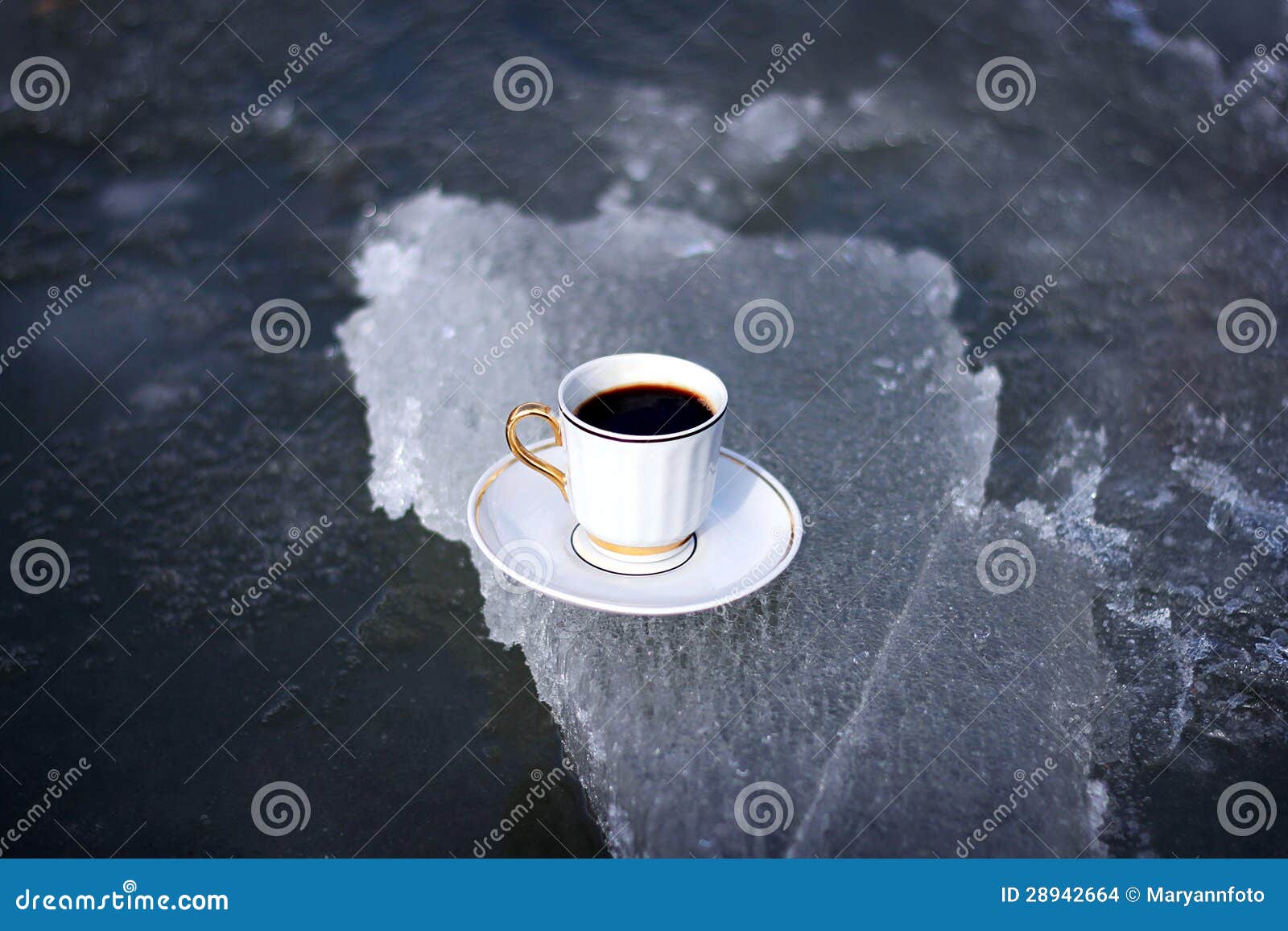 Cup of coffee on ice stock photo. Image of cafe, saucer - 28942664
