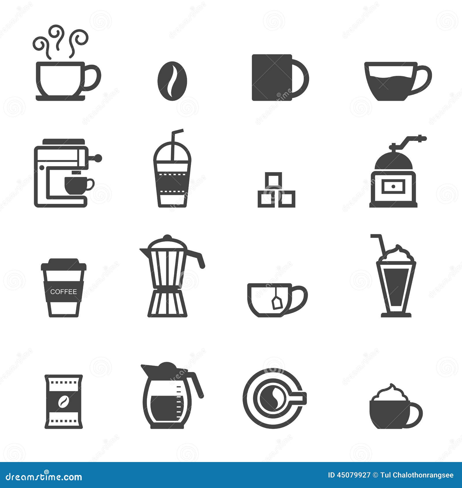 Coffee Icons, Design Templates For Coffee Ads With Retro Ingredient ...