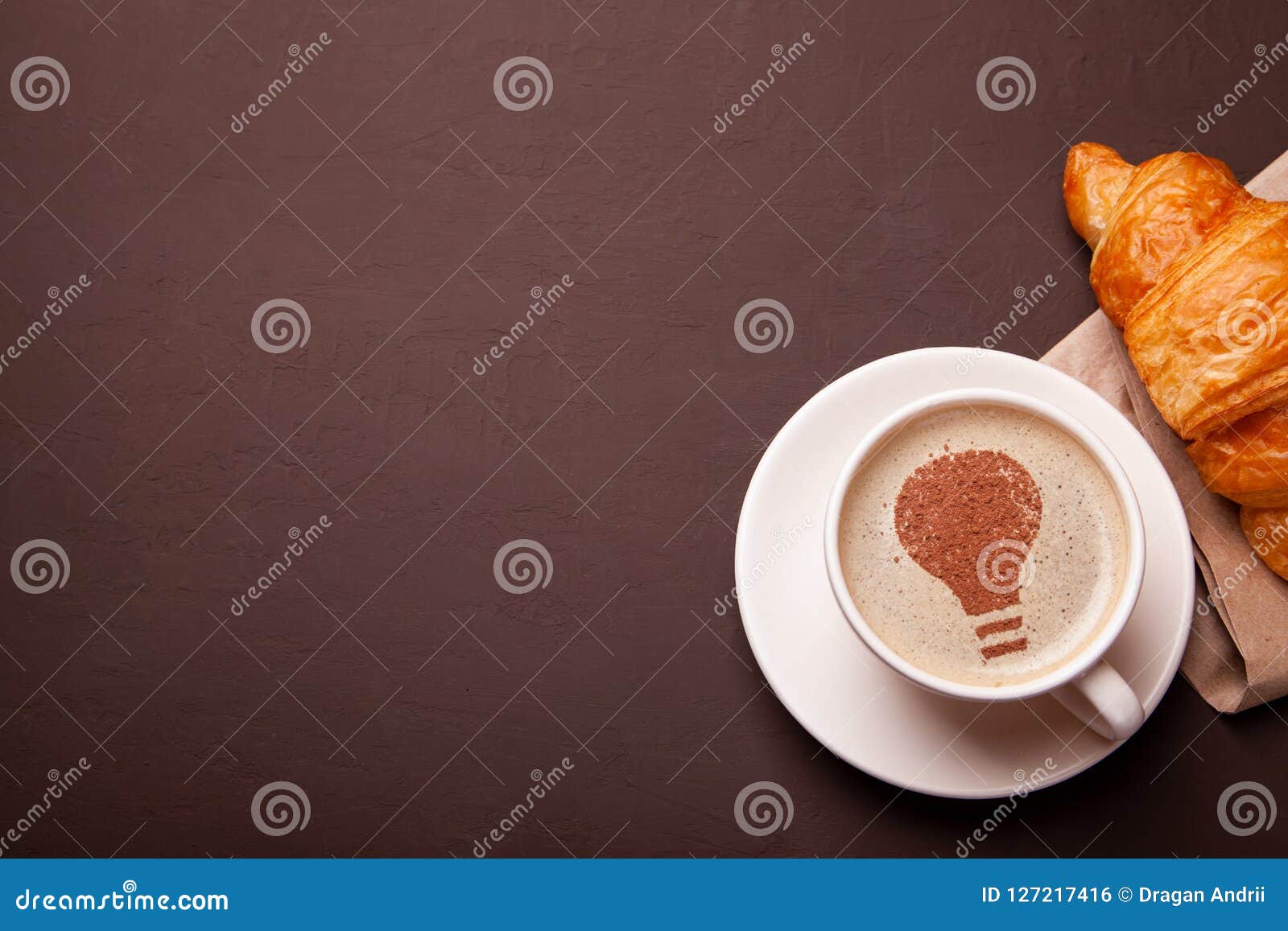 Cup of Coffee with the Idea Symbol of Light Bulb on the Foam. Coffee ...