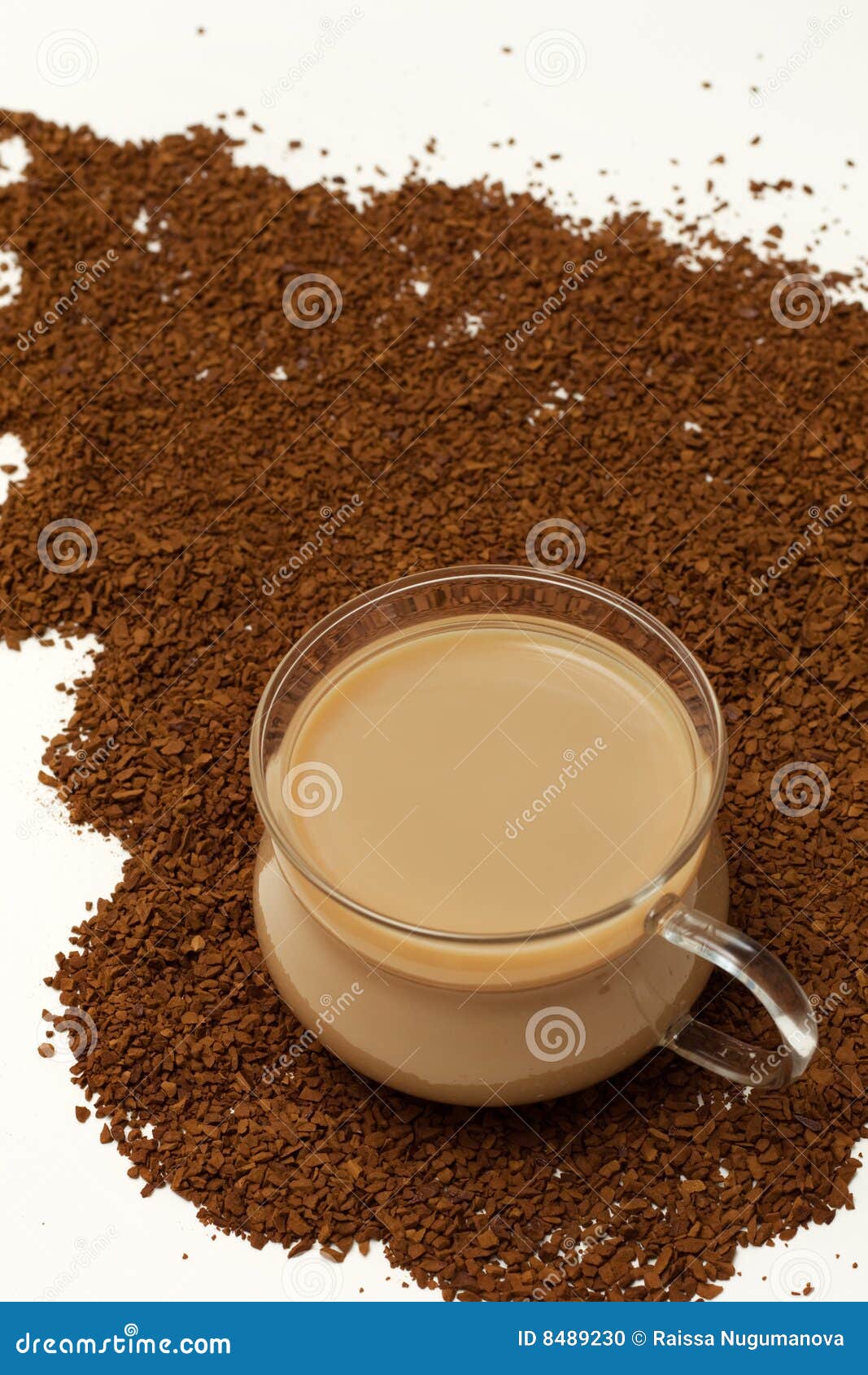Cup of Coffee on Instant Coffee Powder Background Stock Photo - Image ...