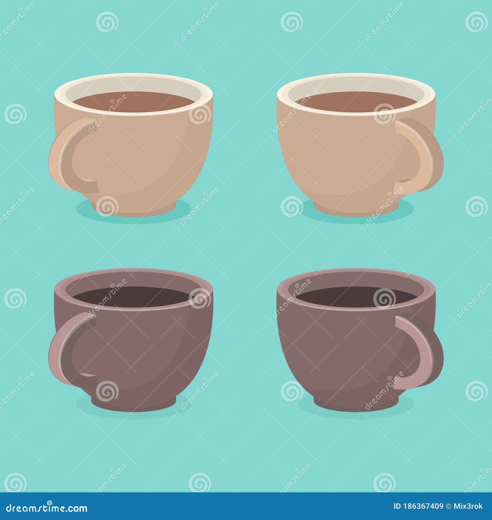Cup of Coffee Isometric Set, Vector Illustration Stock Vector ...