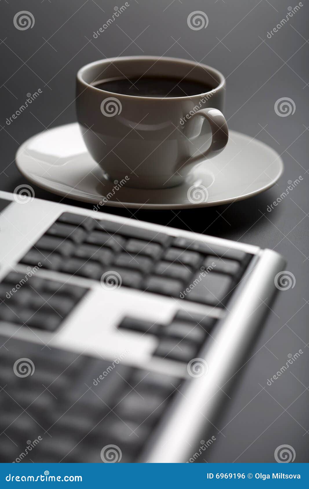 Cup of coffee and keyboard stock photo. Image of digital - 6969196