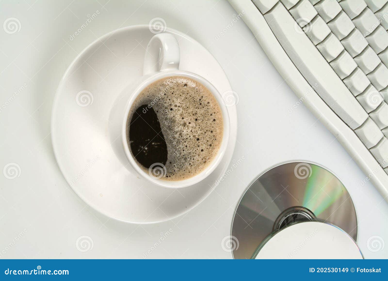 Cup of Coffee and Keyboard stock image. Image of freshness - 202530149