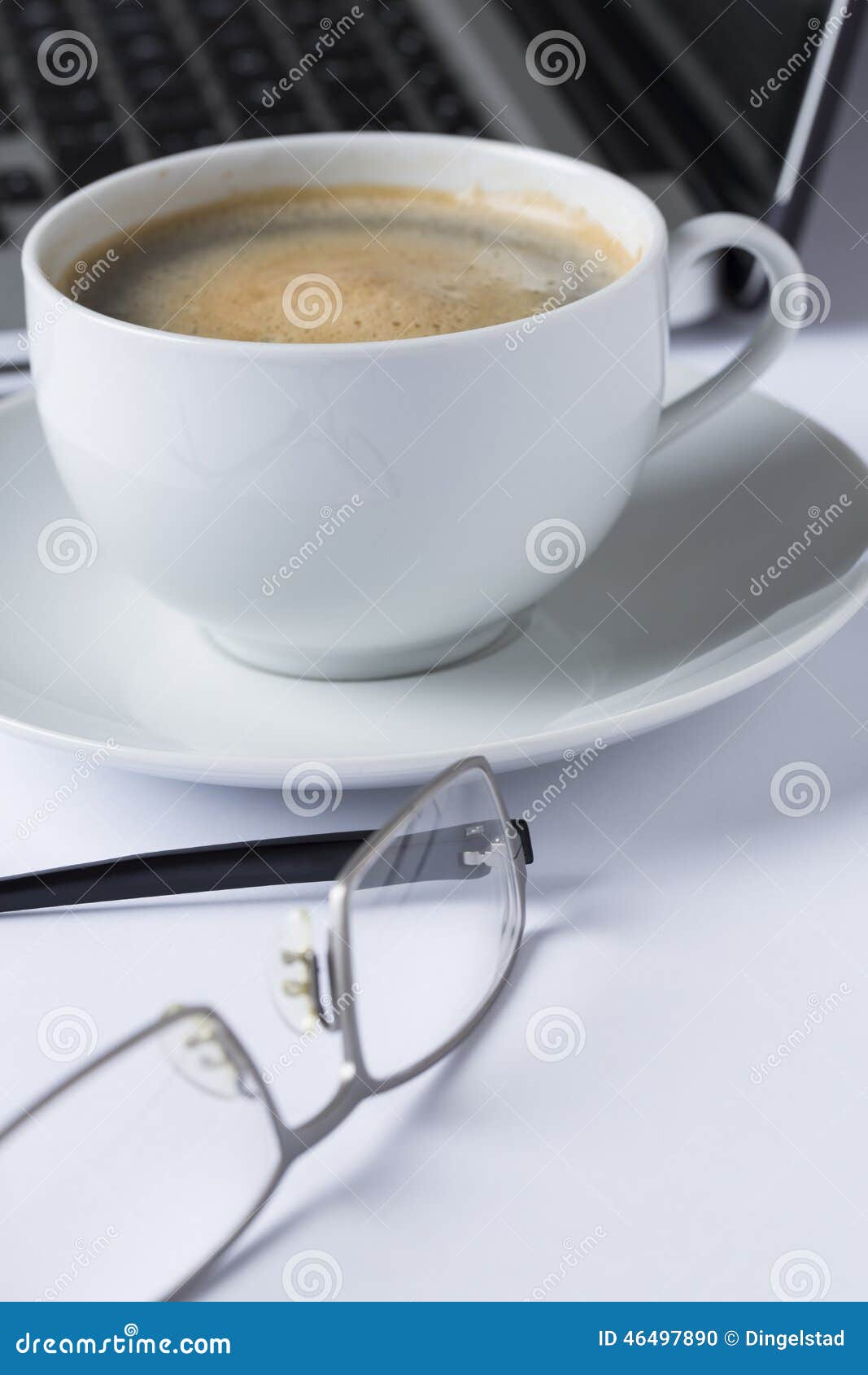 Cup of Coffee with a Keyboard Stock Photo - Image of glasses, frame ...