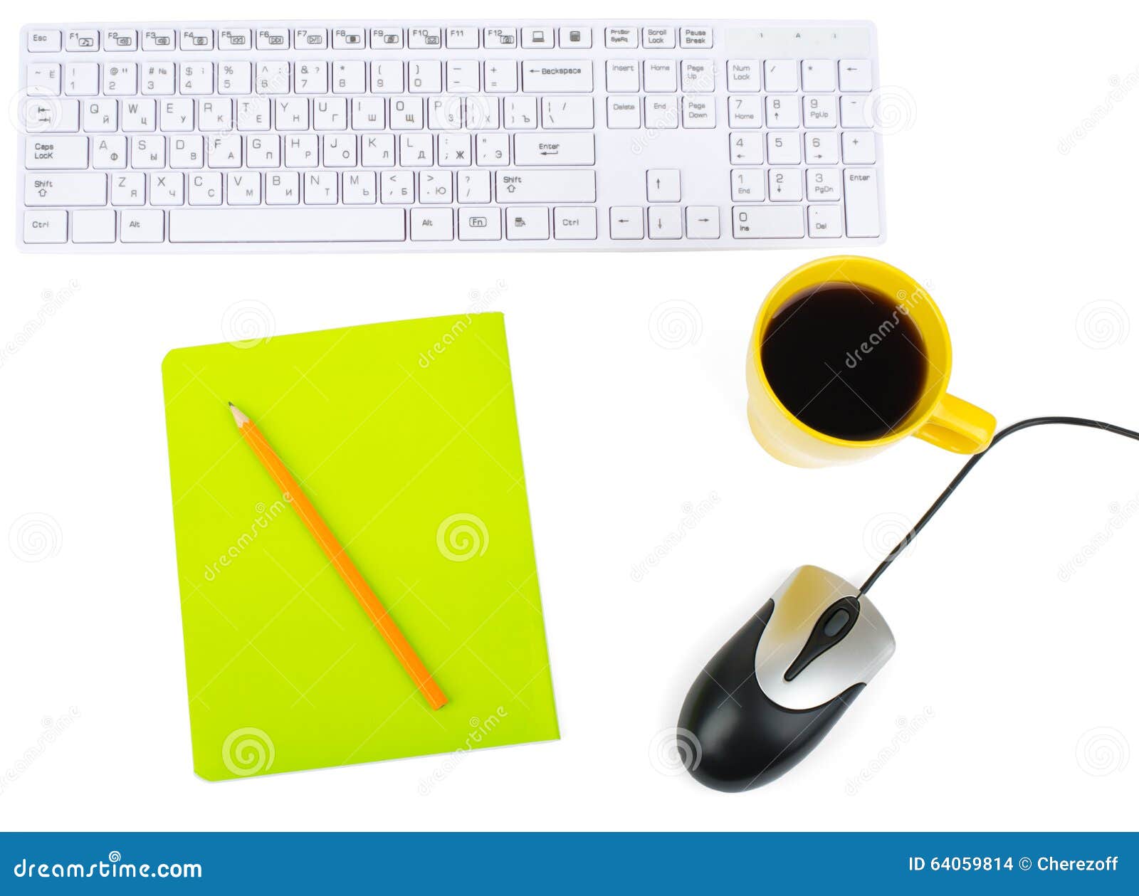 Cup of Coffee with Keyboard and Mouse Stock Photo - Image of laptop ...