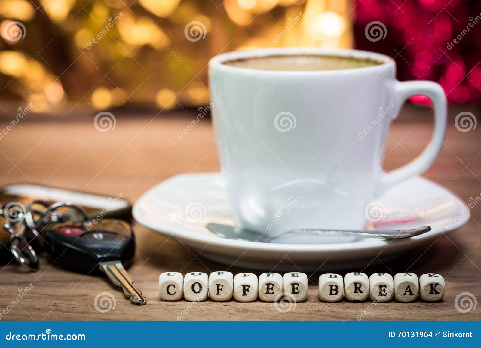 Cup of Coffee with Keys, Coffee Break Concept Stock Photo - Image of ...
