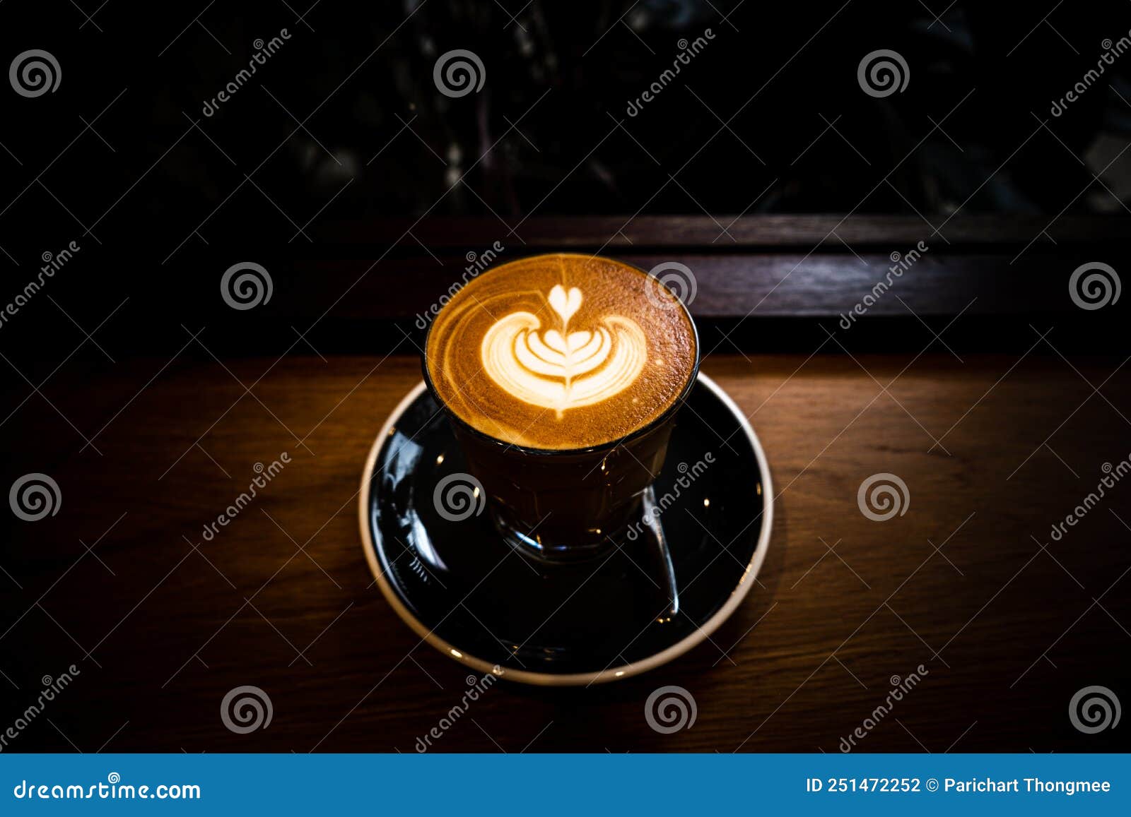 Coffee Latte Top View with Microfoam Milk Stock Photo - Image of ...