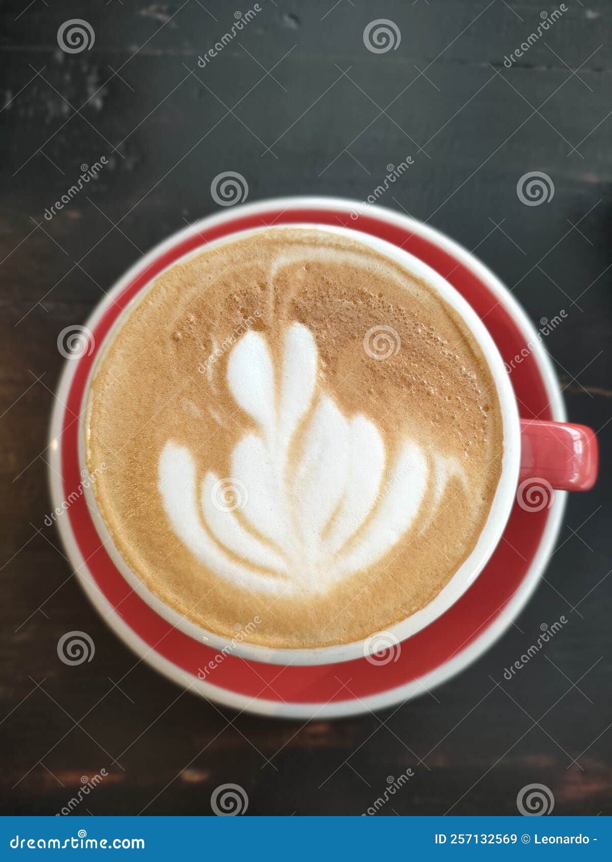 Cup of Coffee Latte with Tulip Pattern Stock Image - Image of crema ...