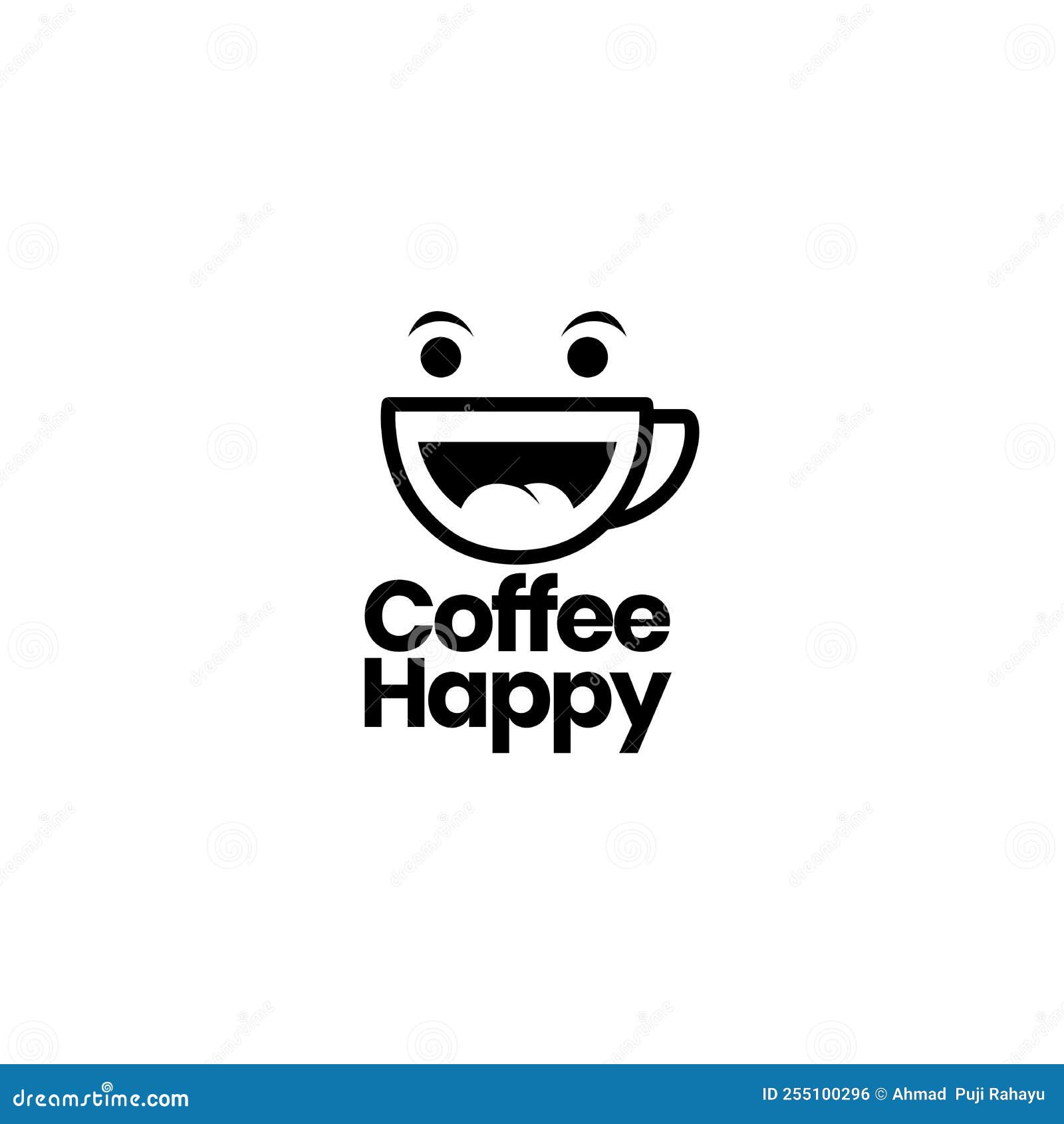 Cup Coffee with Laugh Face Logo Design Stock Vector - Illustration of ...