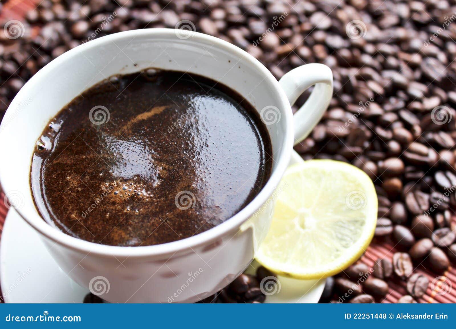 Cup of coffee with a lemon stock photo. Image of coffee - 22251448