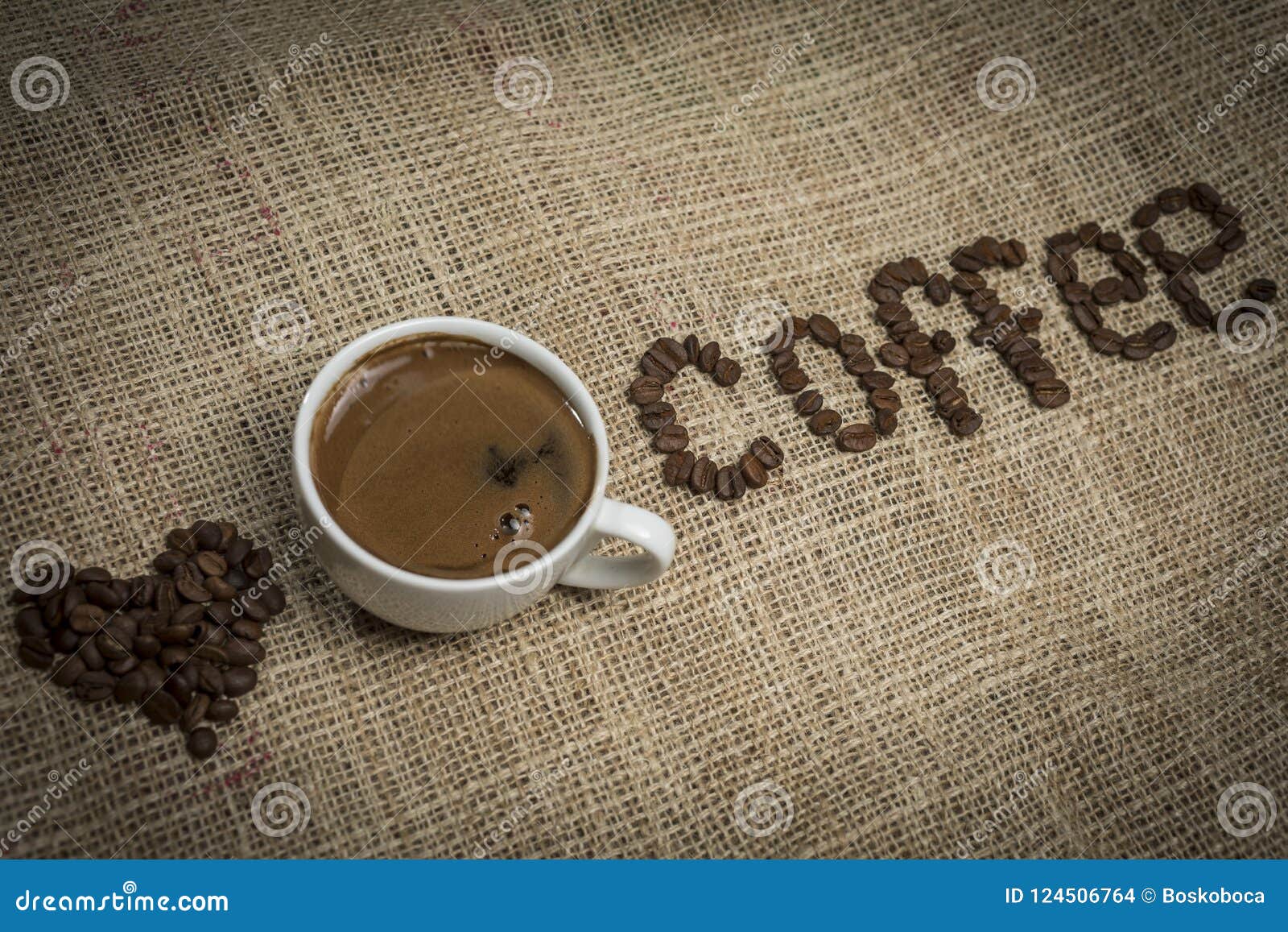 Coffee bean letters stock photo. Image of black, aroma - 124506764