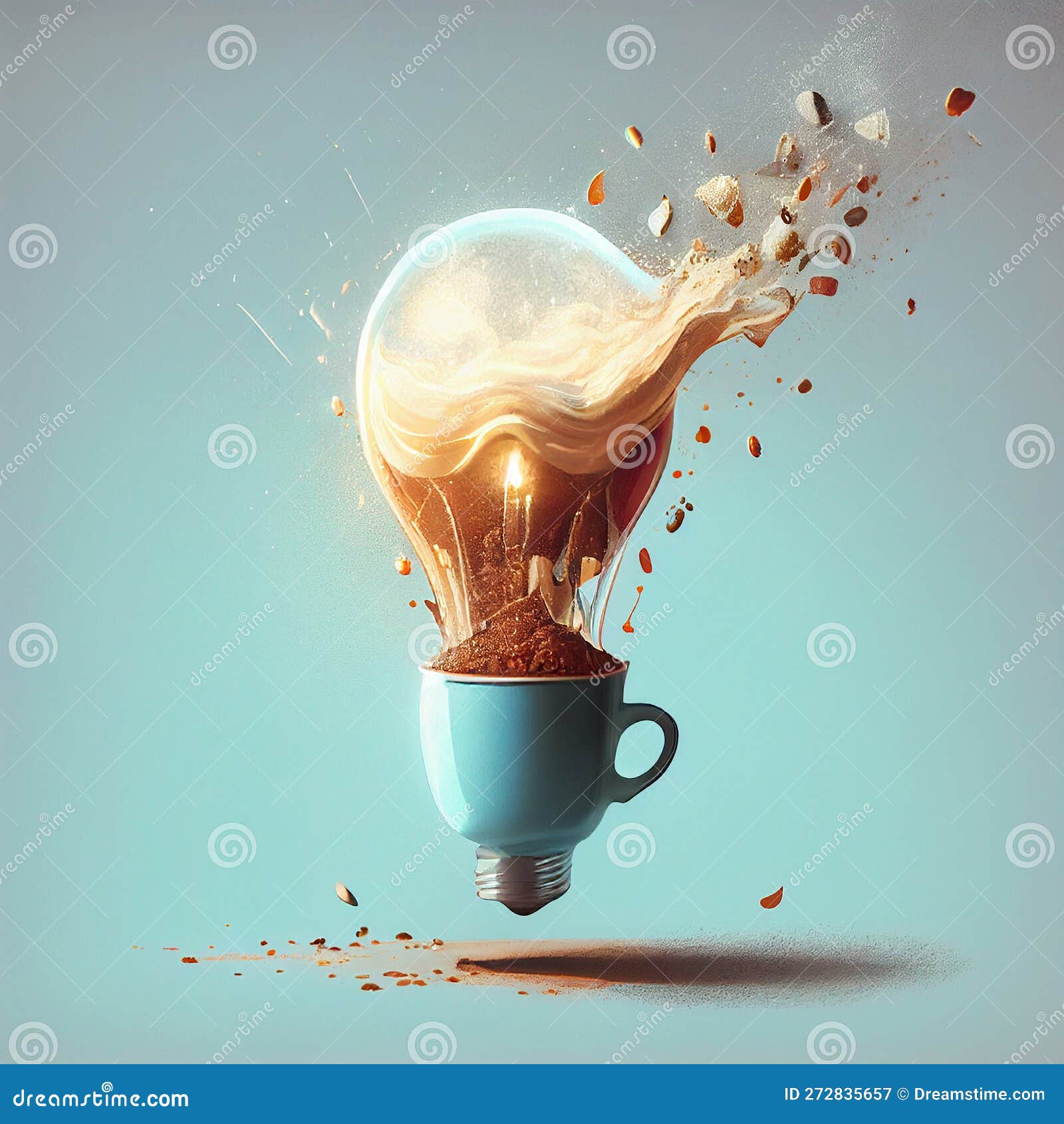 Cup of Coffee with Light Bulb, Splashes, Creative and Innovative Mind ...