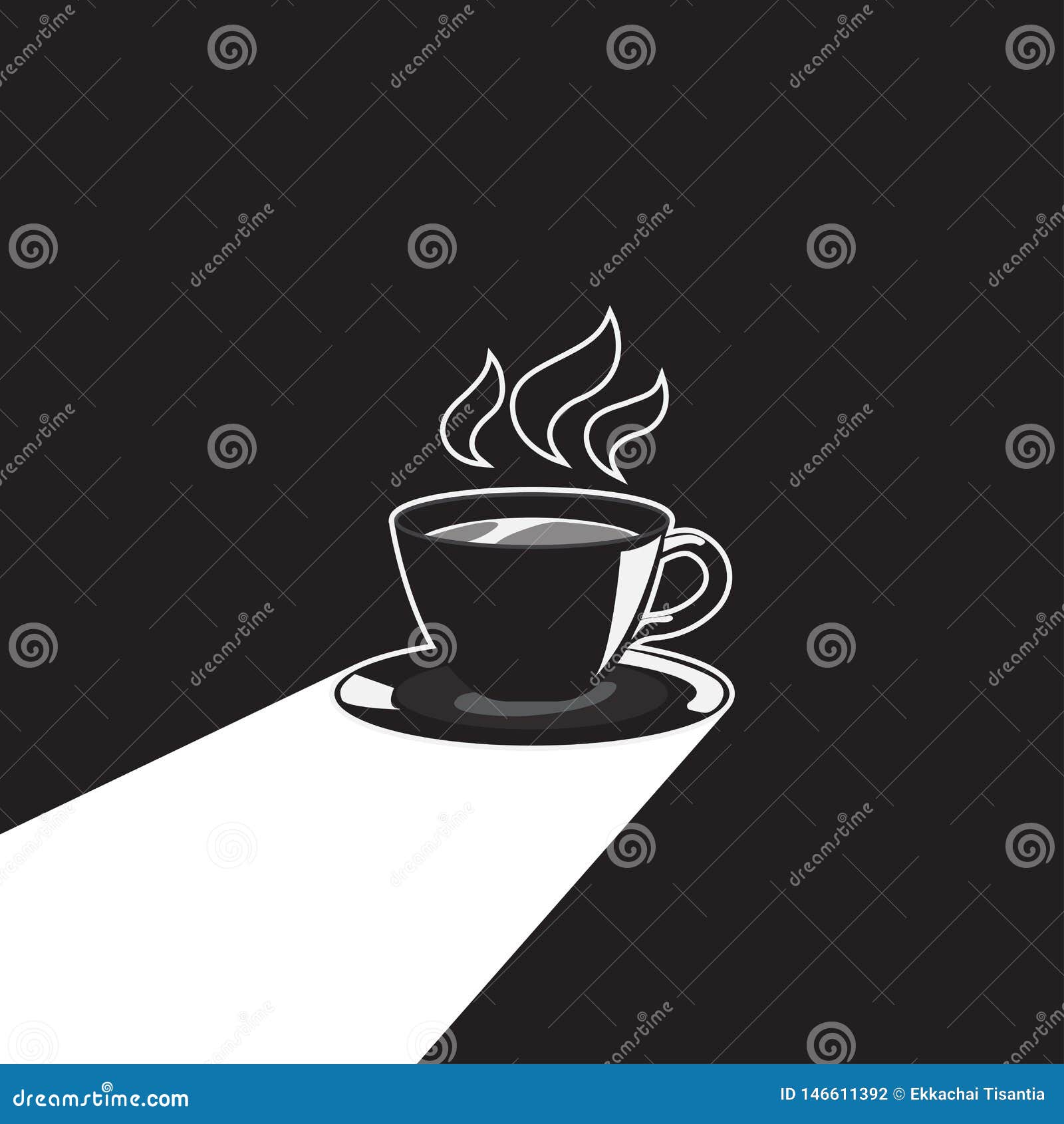 Cup of Coffee with Long Shadow. Vector. Illustration. Stock Vector ...