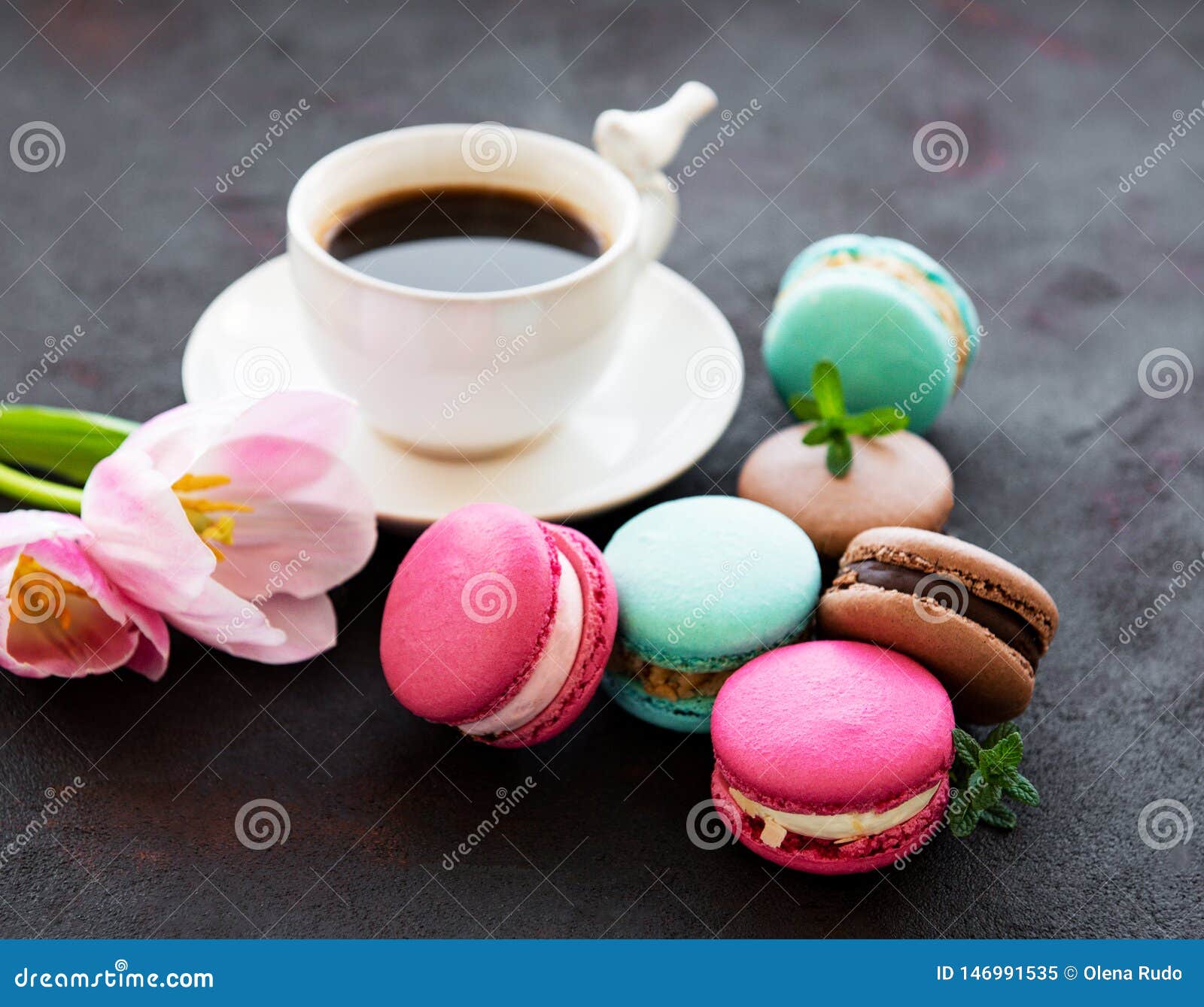 Cup of Coffee and Macaroons Stock Image - Image of gastronomy, cookie ...