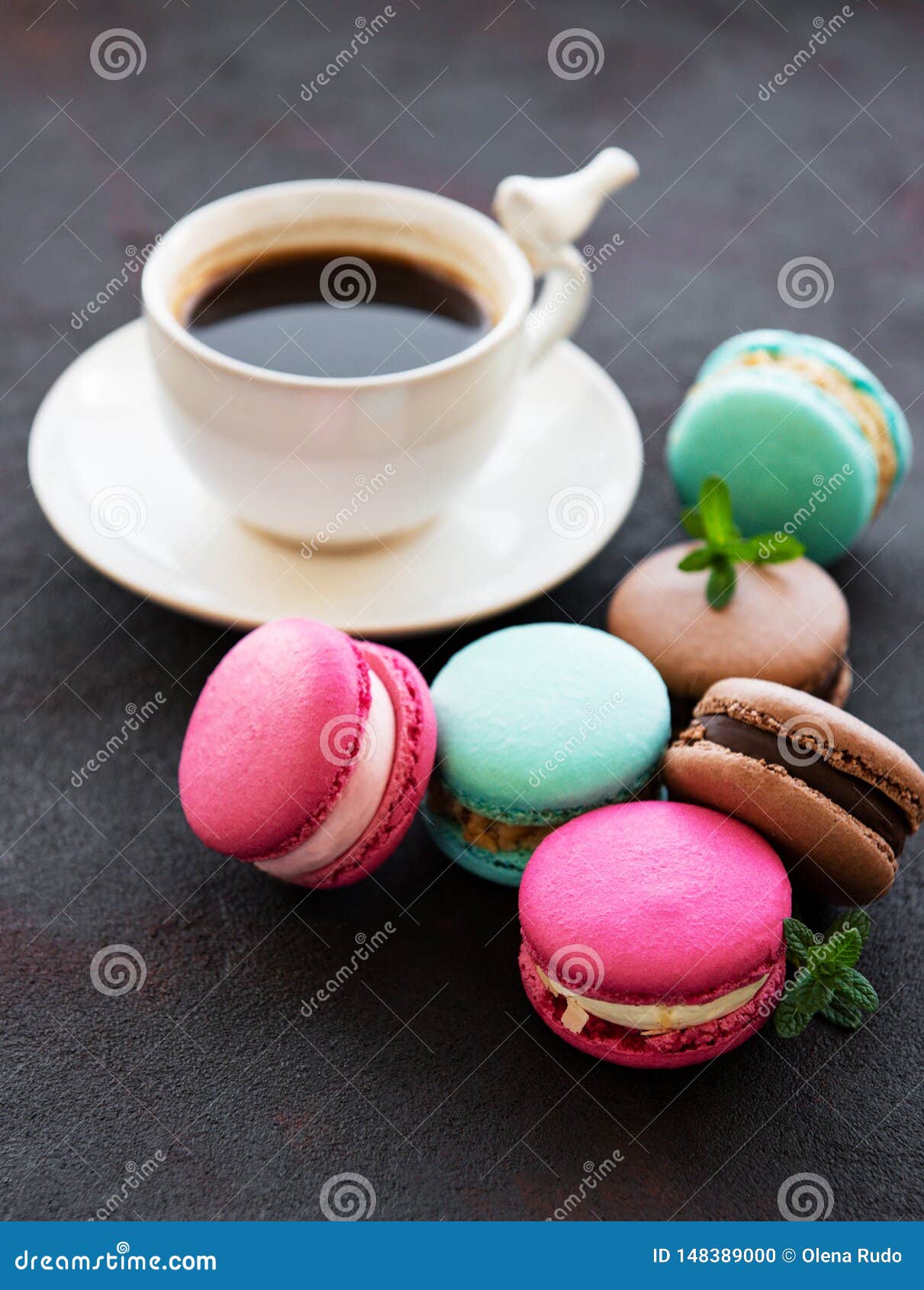 Cup of Coffee and Macaroons Stock Photo - Image of dessert, confection ...