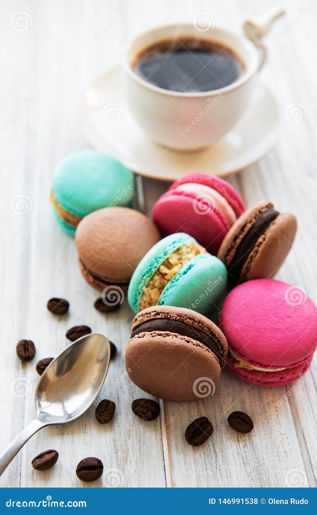 Cup of Coffee and Macaroons Stock Photo - Image of delicious, macaron ...