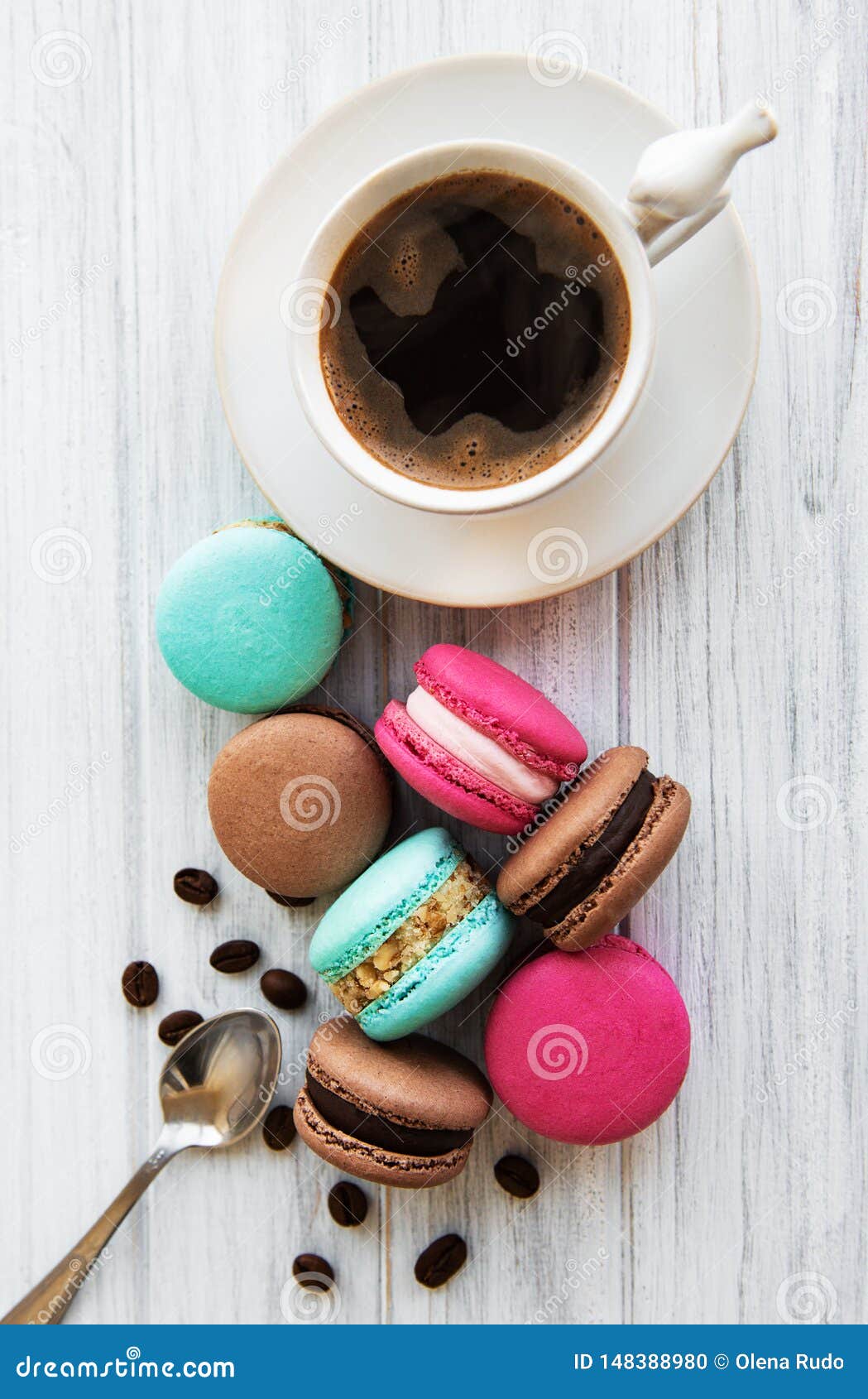 Cup of Coffee and Macaroons Stock Photo - Image of chocolate, food ...