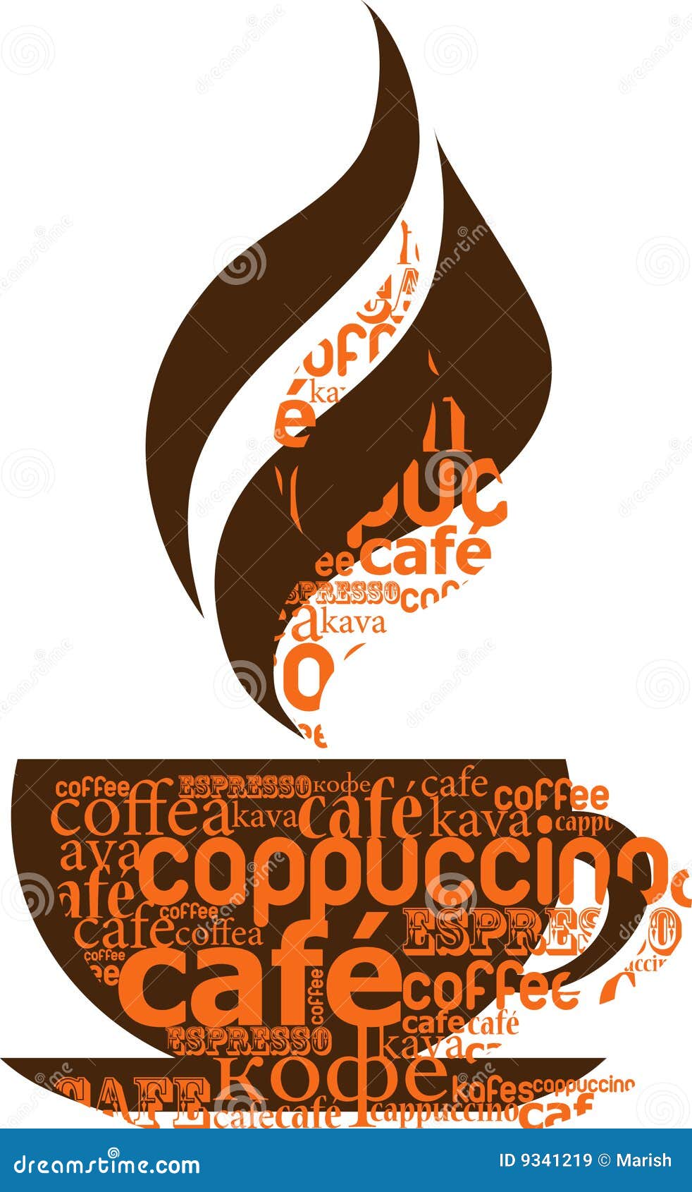 Cup of Coffee Made from Typography Stock Vector - Illustration of ...
