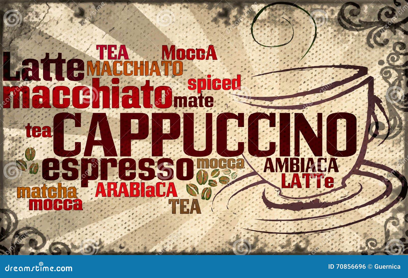 Coffee cup with words stock illustration. Illustration of espresso ...
