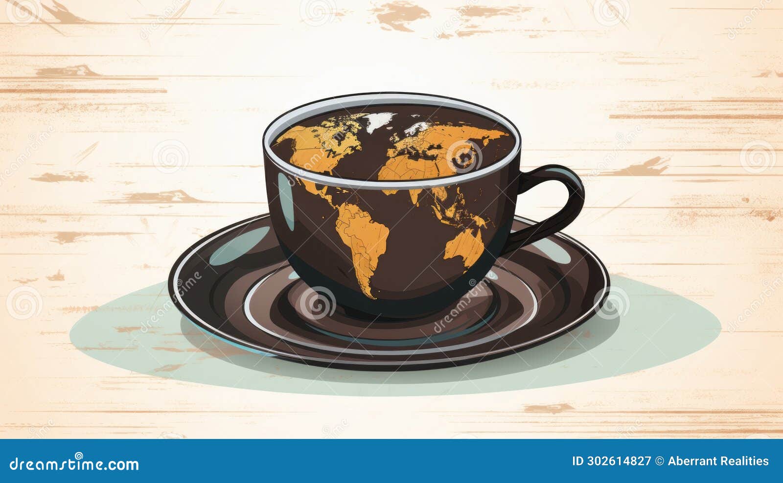 A Cup of Coffee with a Map of the World on it Stock Image - Image of ...