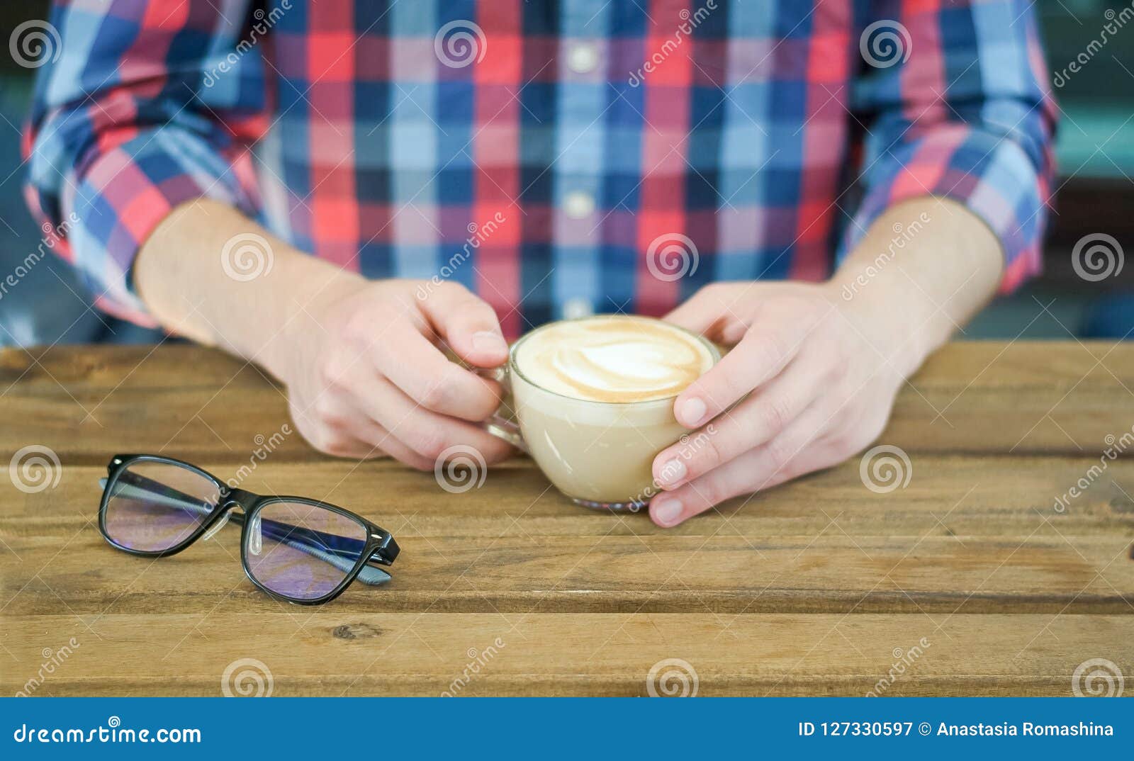 A Cup of Coffee in Men`s Hands Stock Image - Image of holding, overhand ...