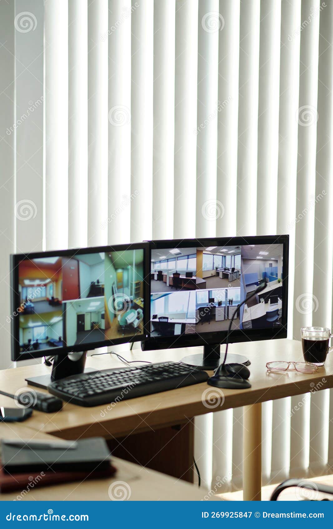 Desk of Security Guards stock image. Image of office - 269925847