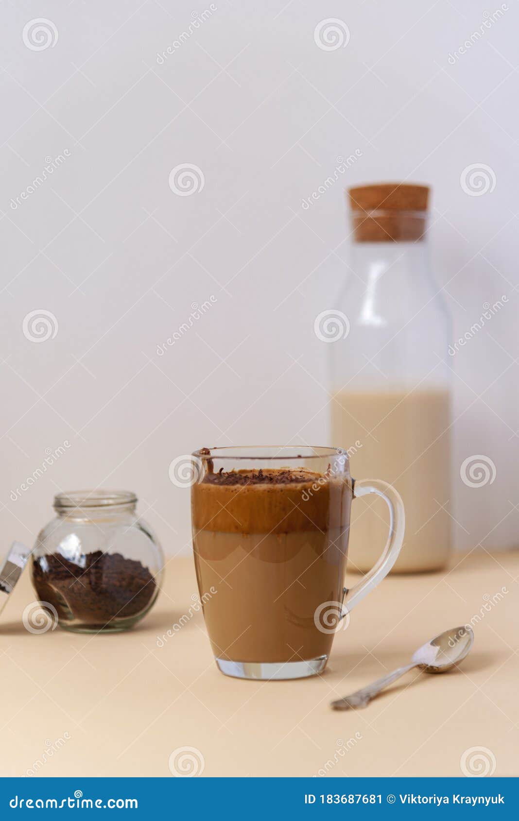 A Cup of Coffee with Milk and Chocolate, Close Up Stock Image - Image ...