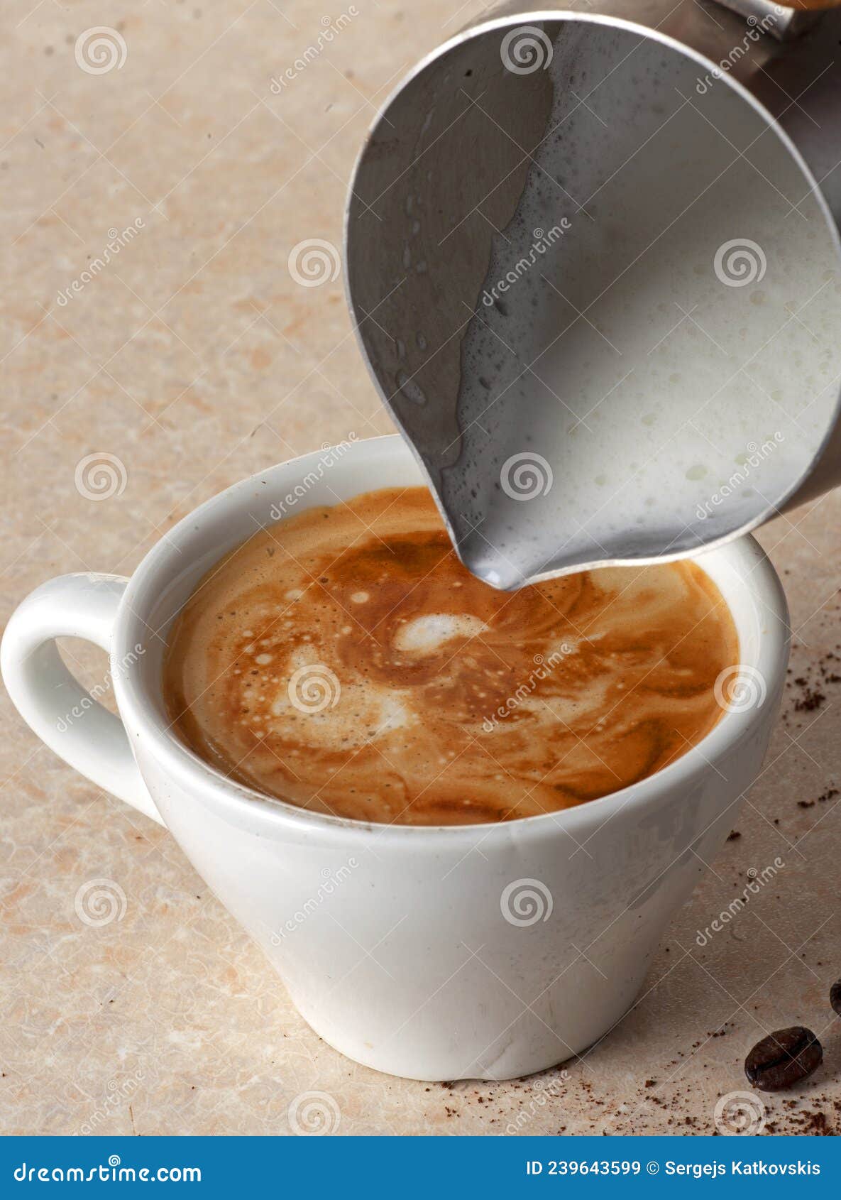 Cup of coffee with milk stock image. Image of caffeine - 239643599