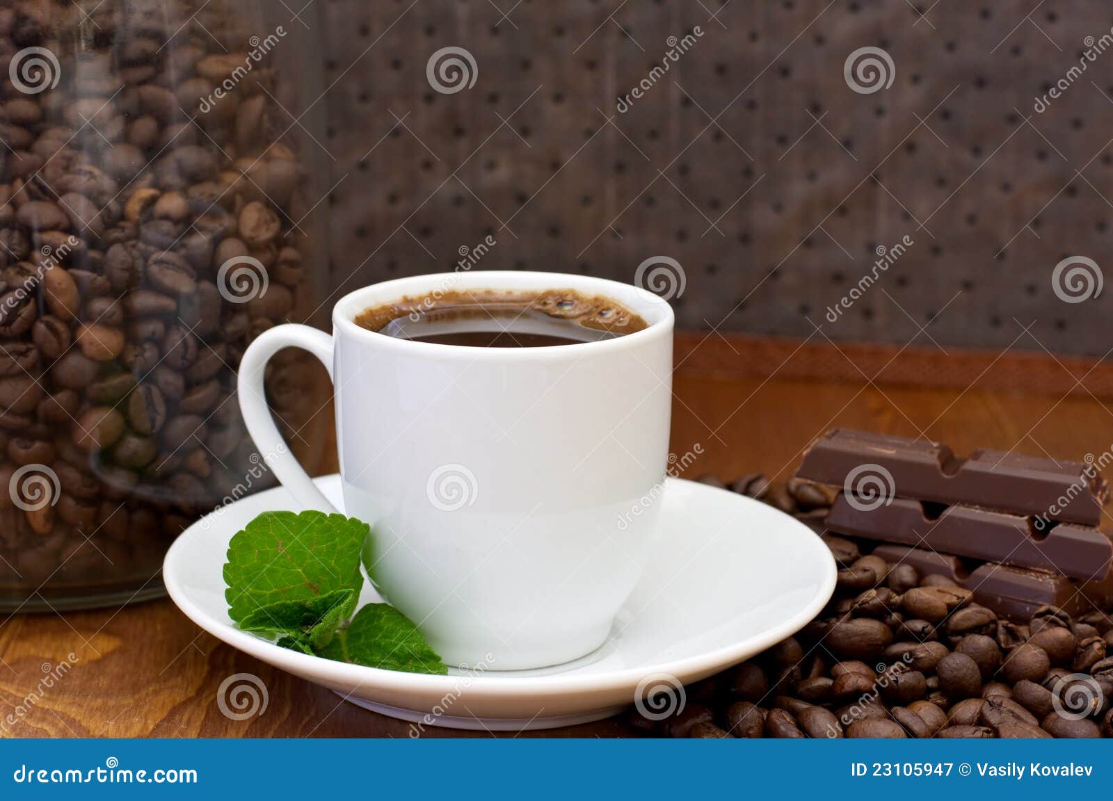 Cup of Coffee, Mint and Chocolate Stock Image - Image of diet, style ...