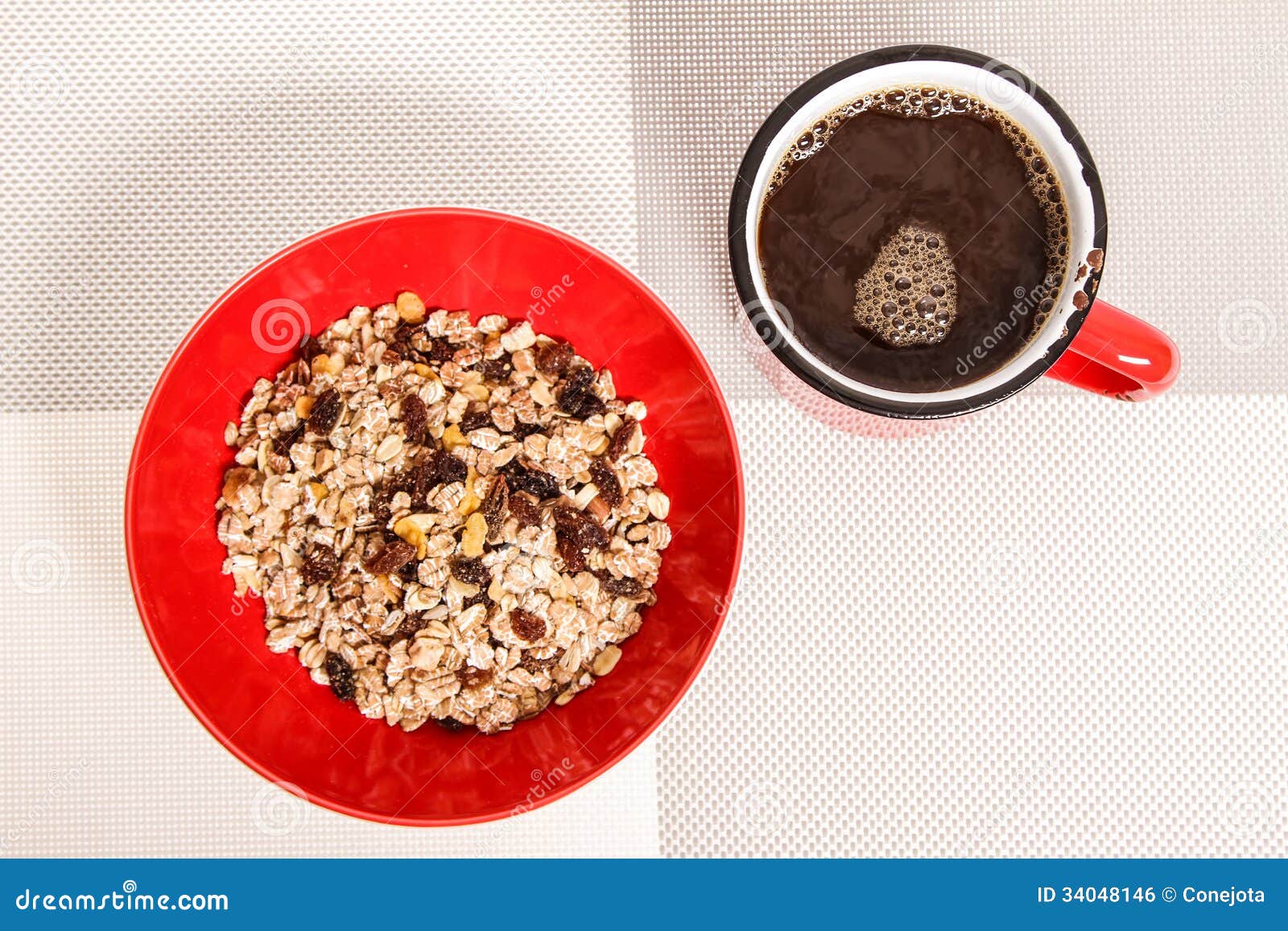 Cup of coffee with Muesli stock photo. Image of corn - 34048146
