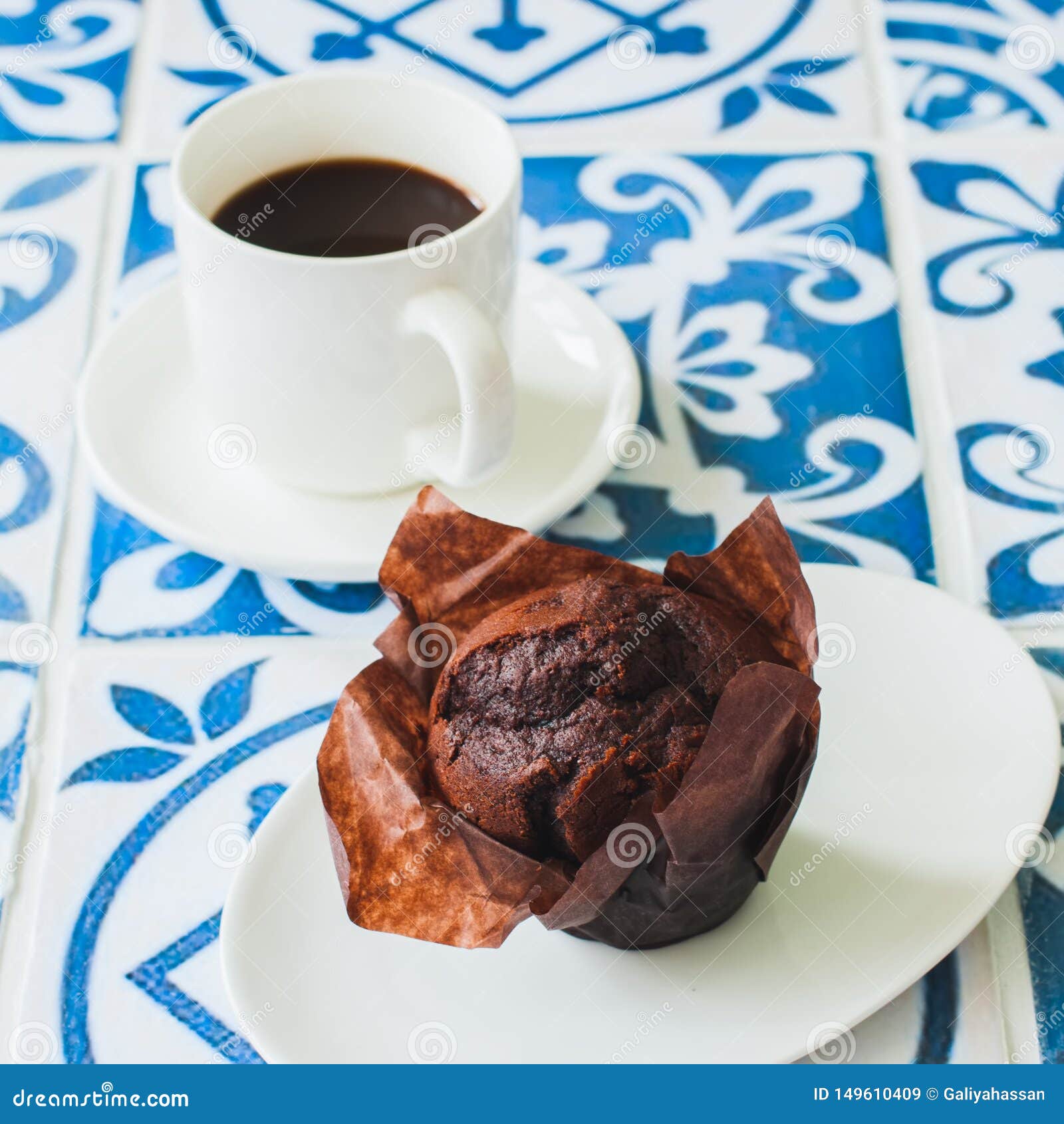 Cup of Coffee and Muffin. Close Up Stock Image - Image of close, bakery ...