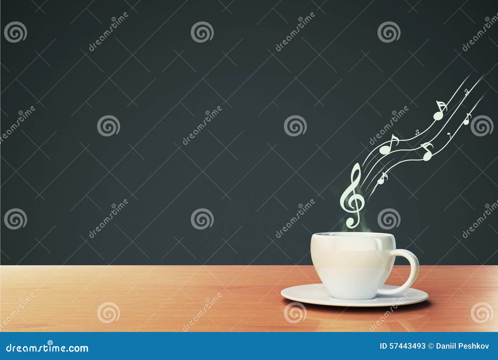 Cup of Coffee and Musical Notes Stock Illustration - Illustration of ...
