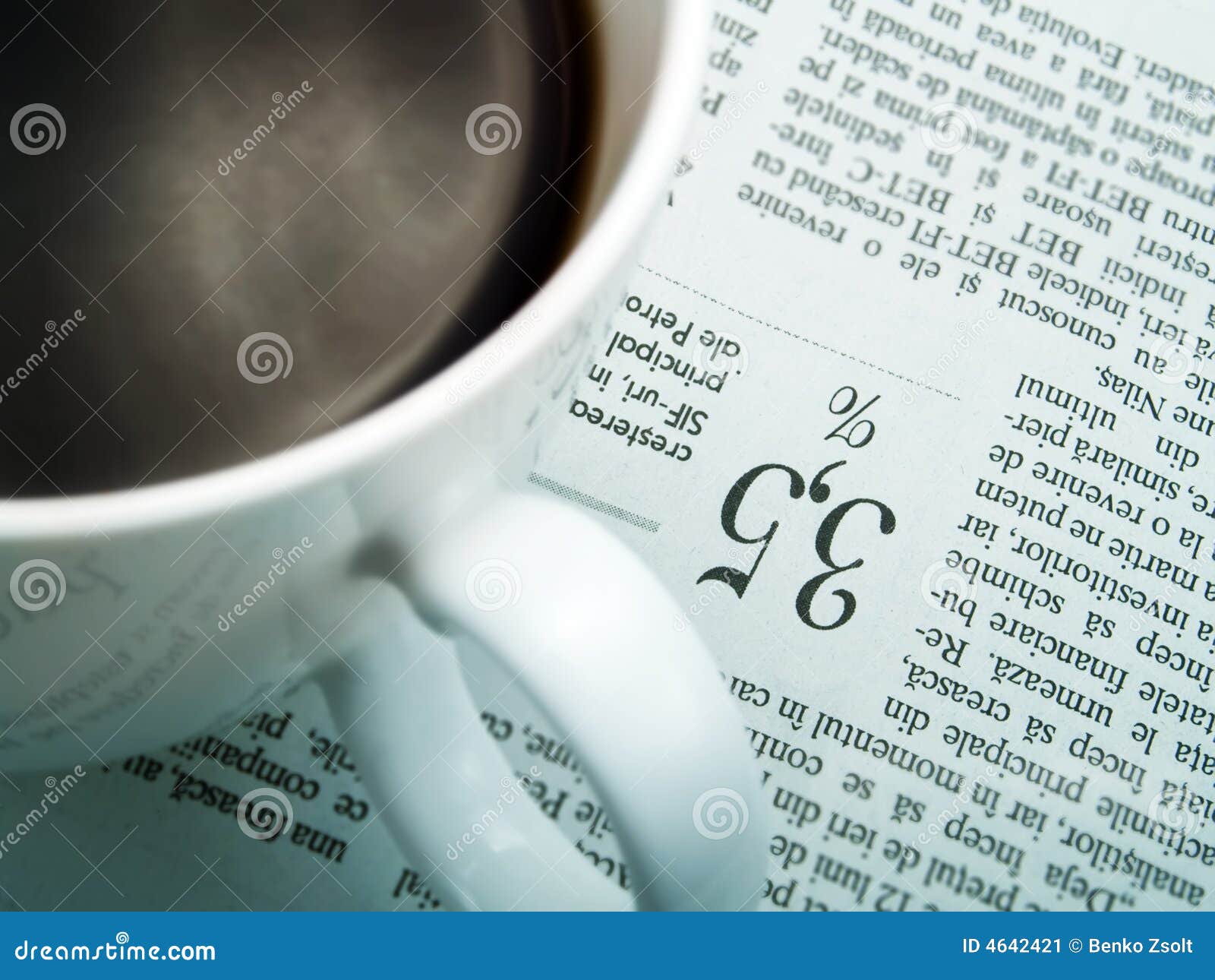 A Cup of Coffee and a Newspaper Stock Image - Image of article, white ...