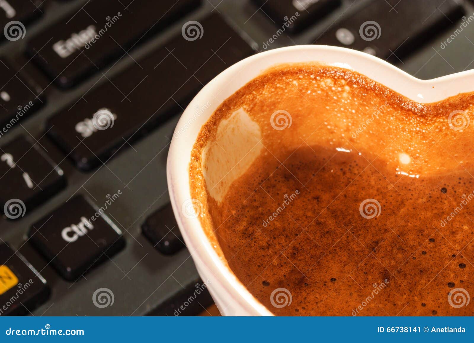 Cup of Coffee Next To Computer Keyboard. Stock Image - Image of ...