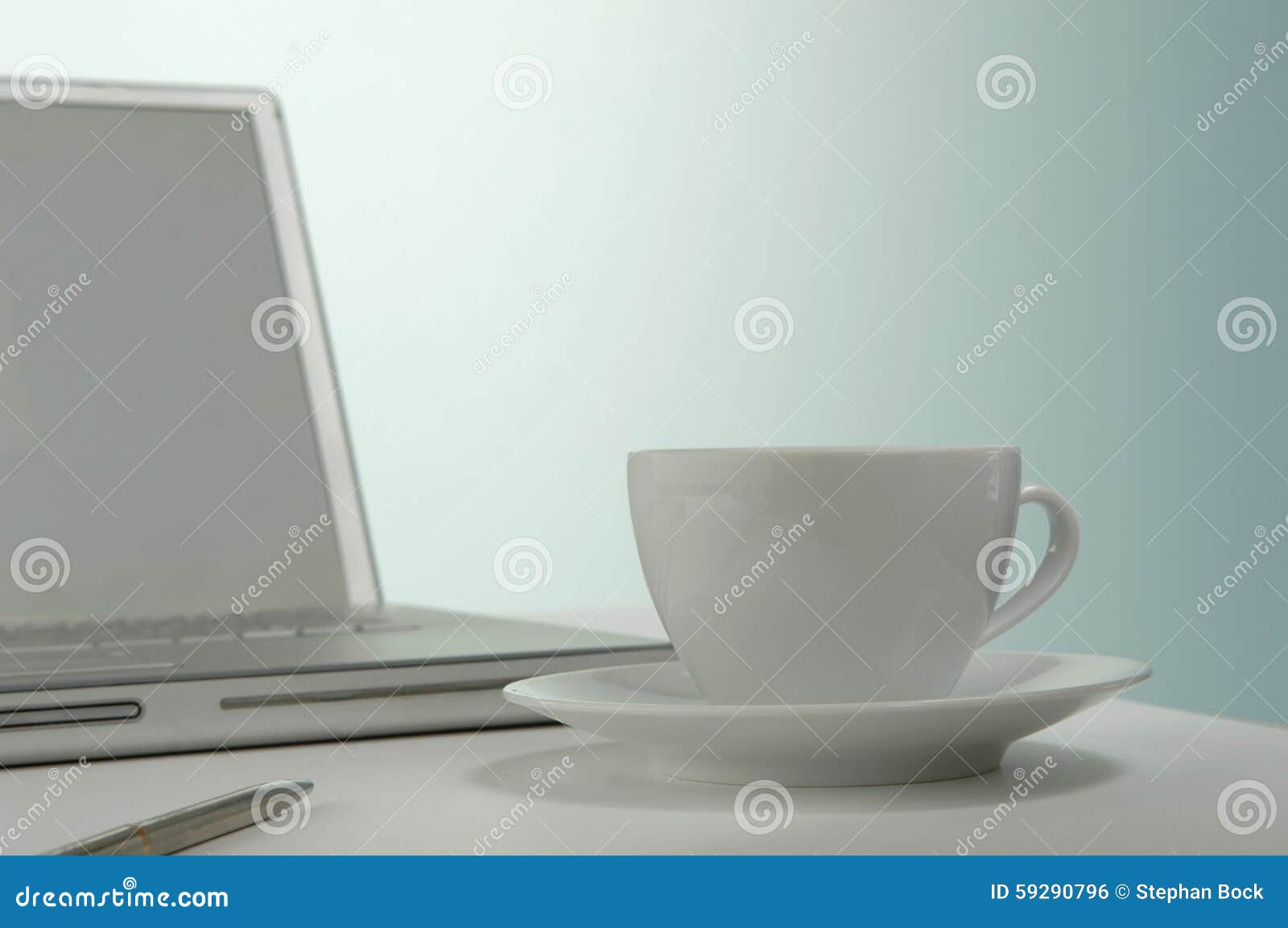 Cup of Coffee Next To Laptop Stock Photo - Image of next, absence: 59290796