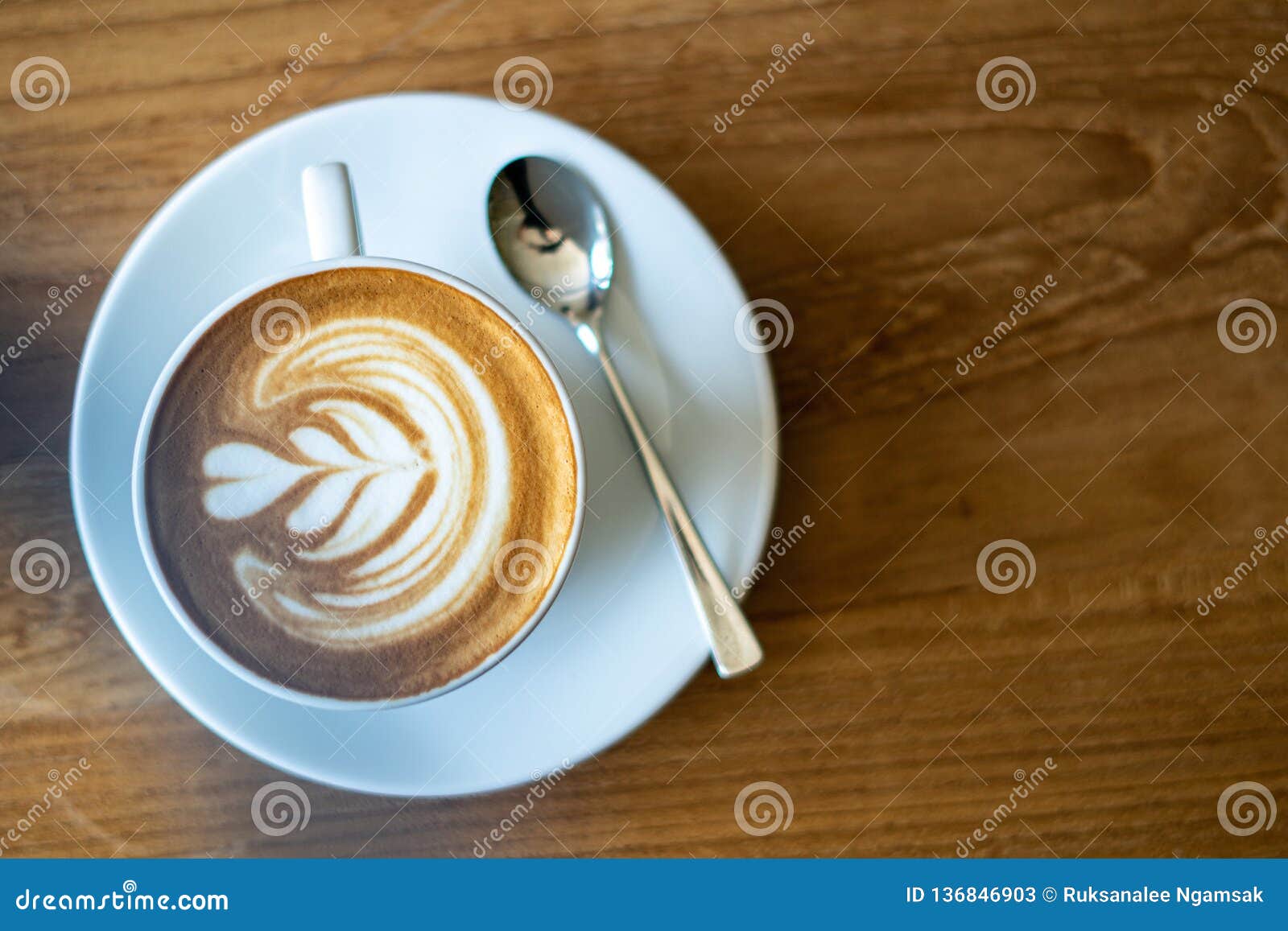 A Cup of Coffee on Old Wooden Table in Cafe Coffee Break in Morning ...