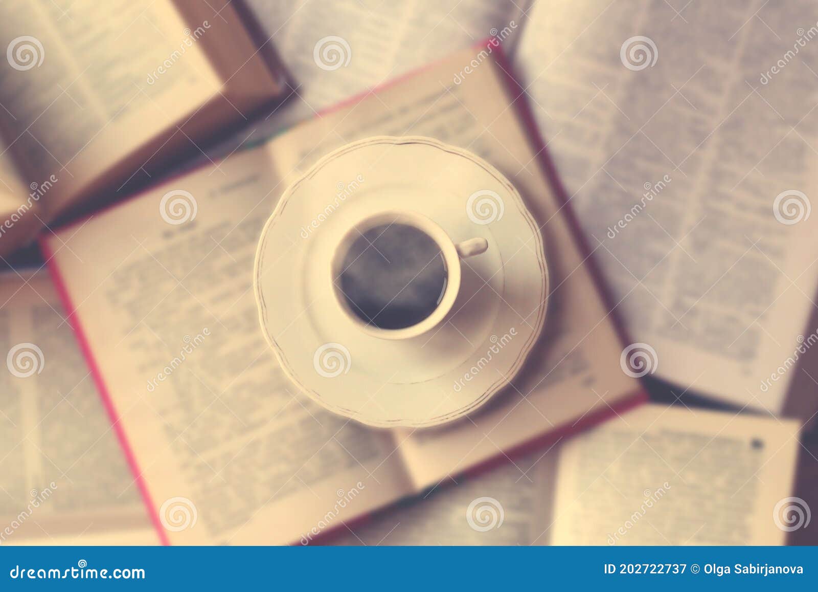 A Cup of Coffee at Open Books, Top View, Retro Stock Image - Image of ... A Cup of Coffee at Open Books, Top View, Retro Stock Image - Image of ...