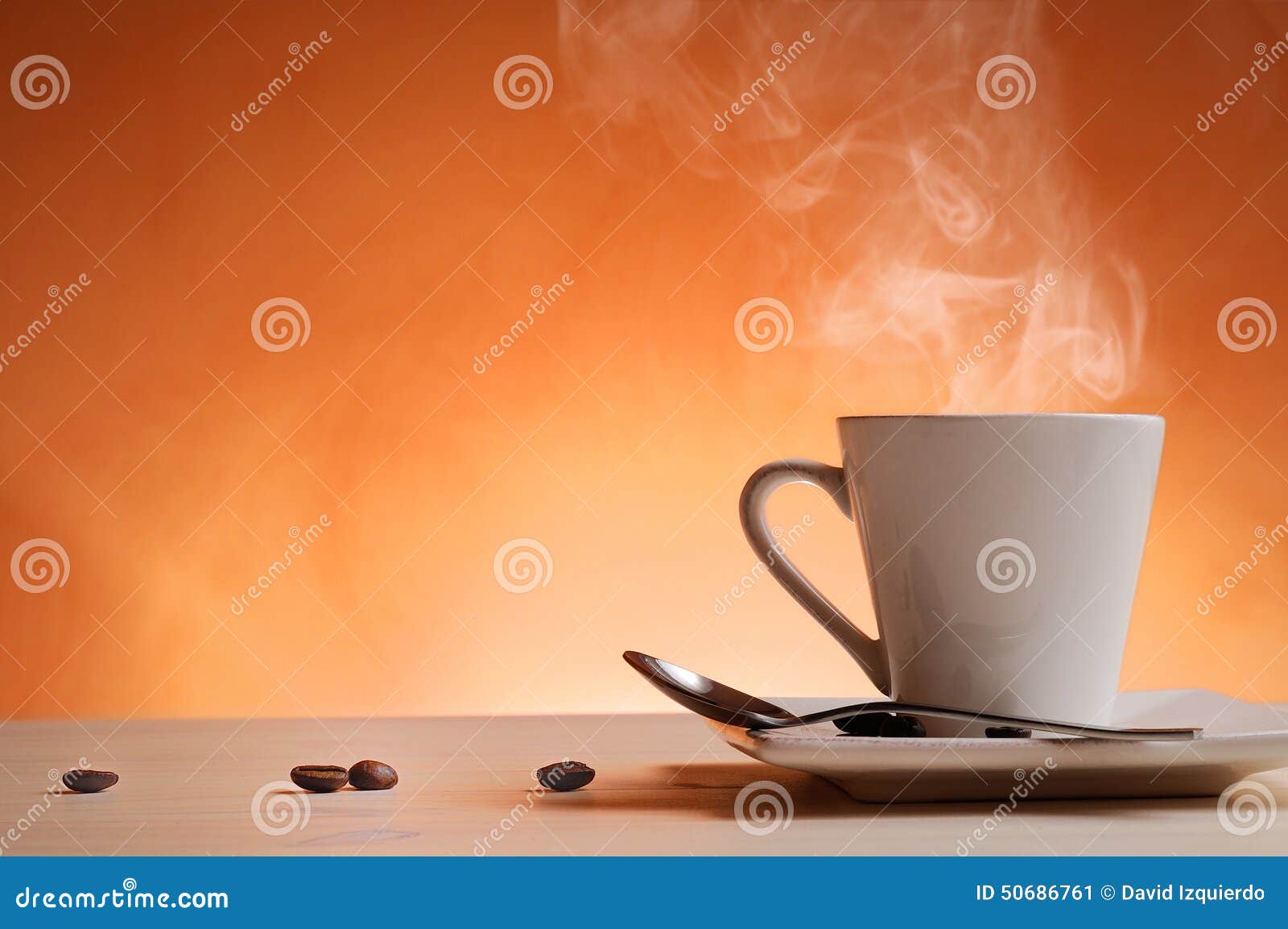 Cup of Coffee with Orange Background Front View Stock Image - Image of ...