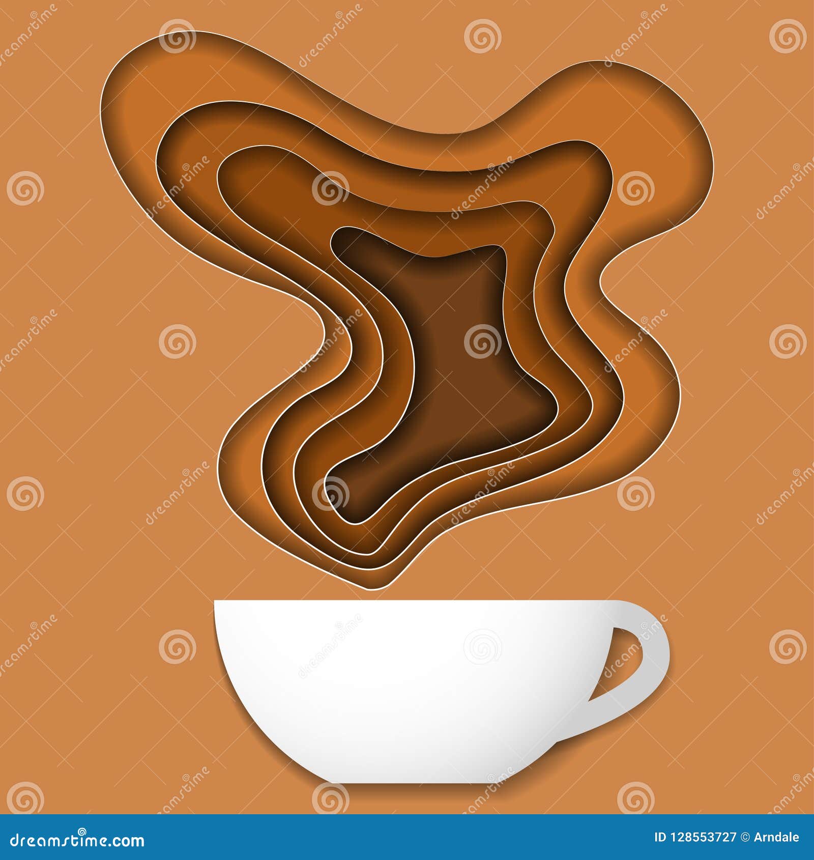 Cup of Coffee in Paper Cut Style. Paper Layers and Shapes As Coffee ...