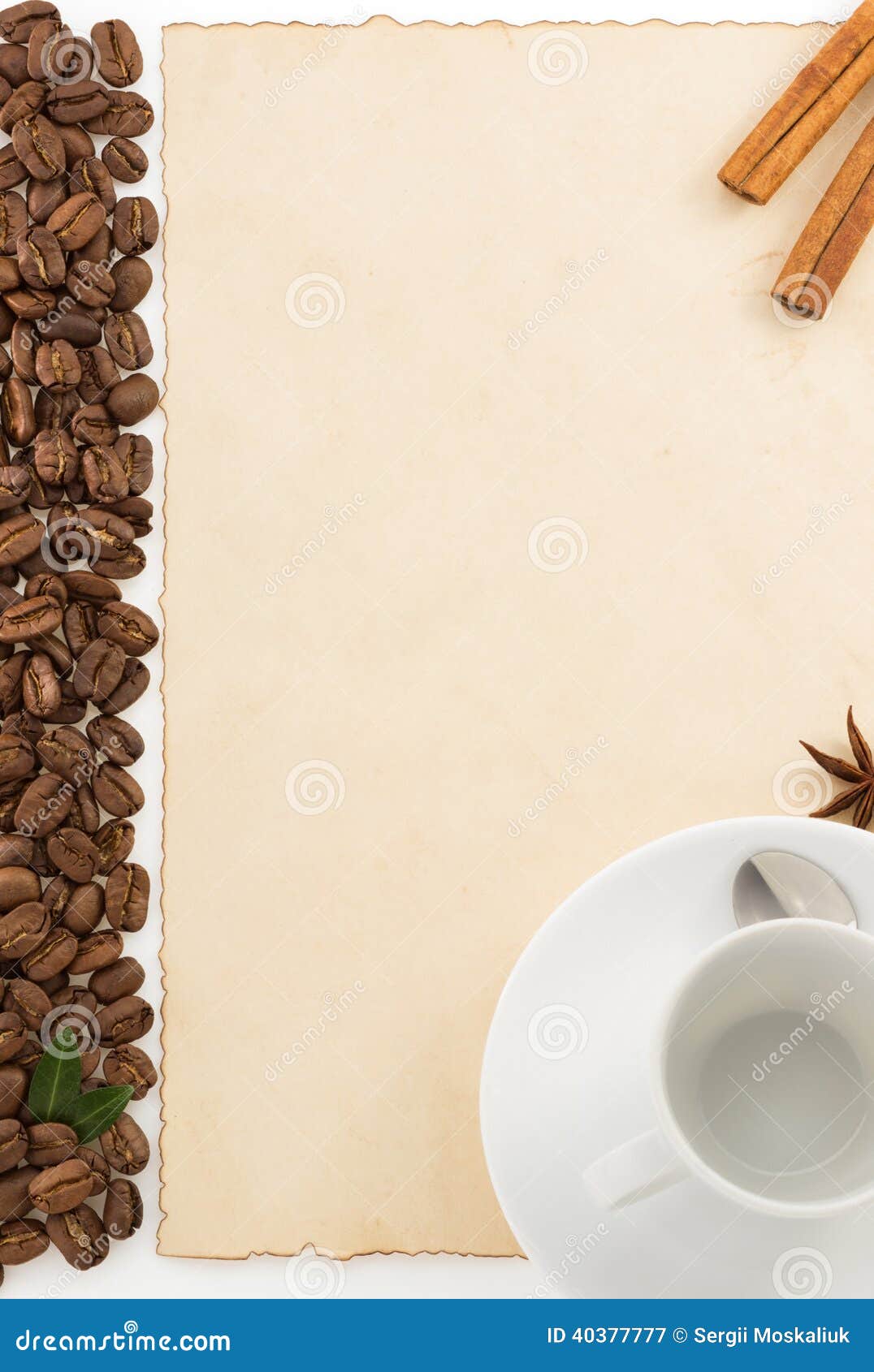 Cup of Coffee and Parchment Stock Image - Image of coffee, brown: 40377777